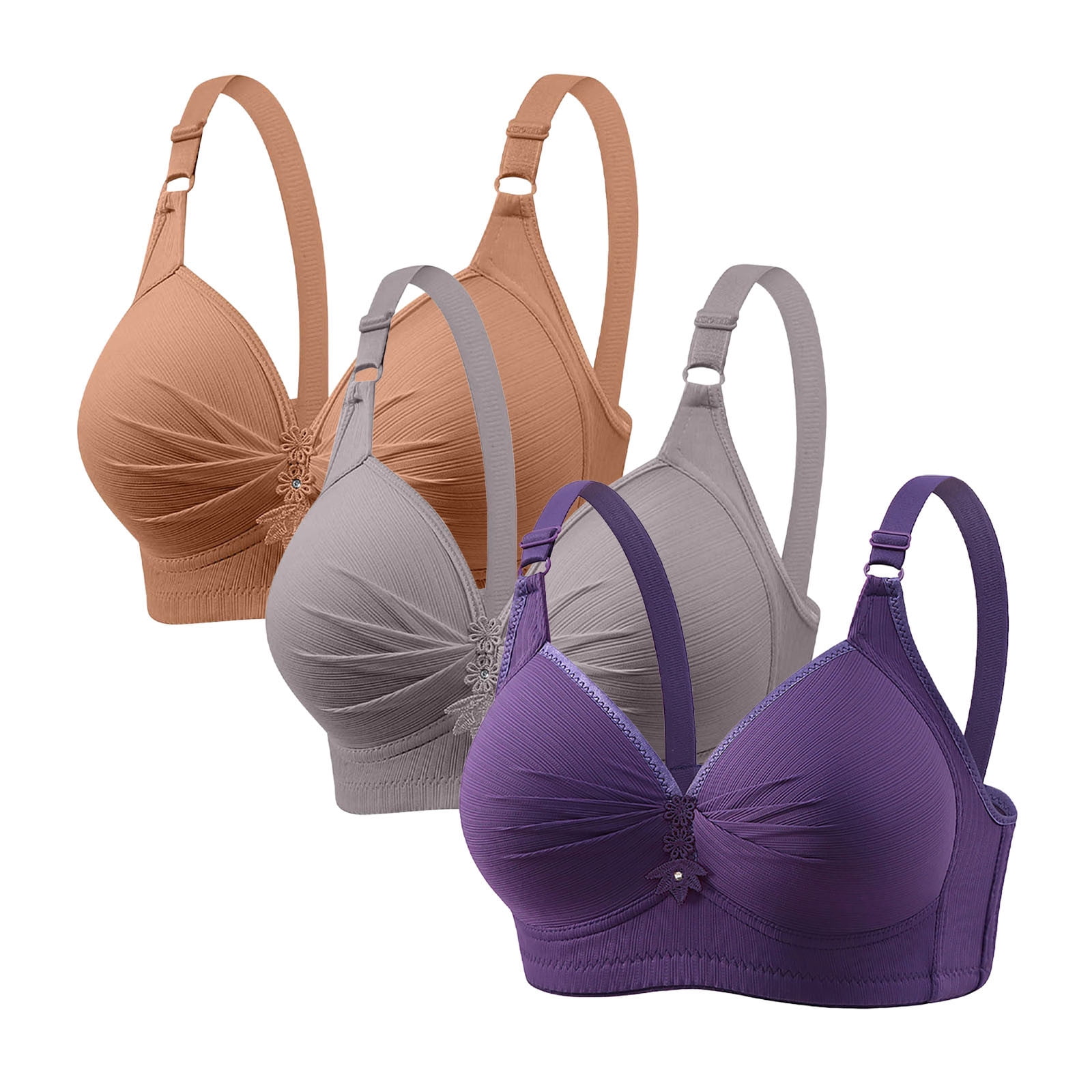 Bwomeauty 3 Pack Bras for Women t Shirt Push Up Bra No Underwire ...