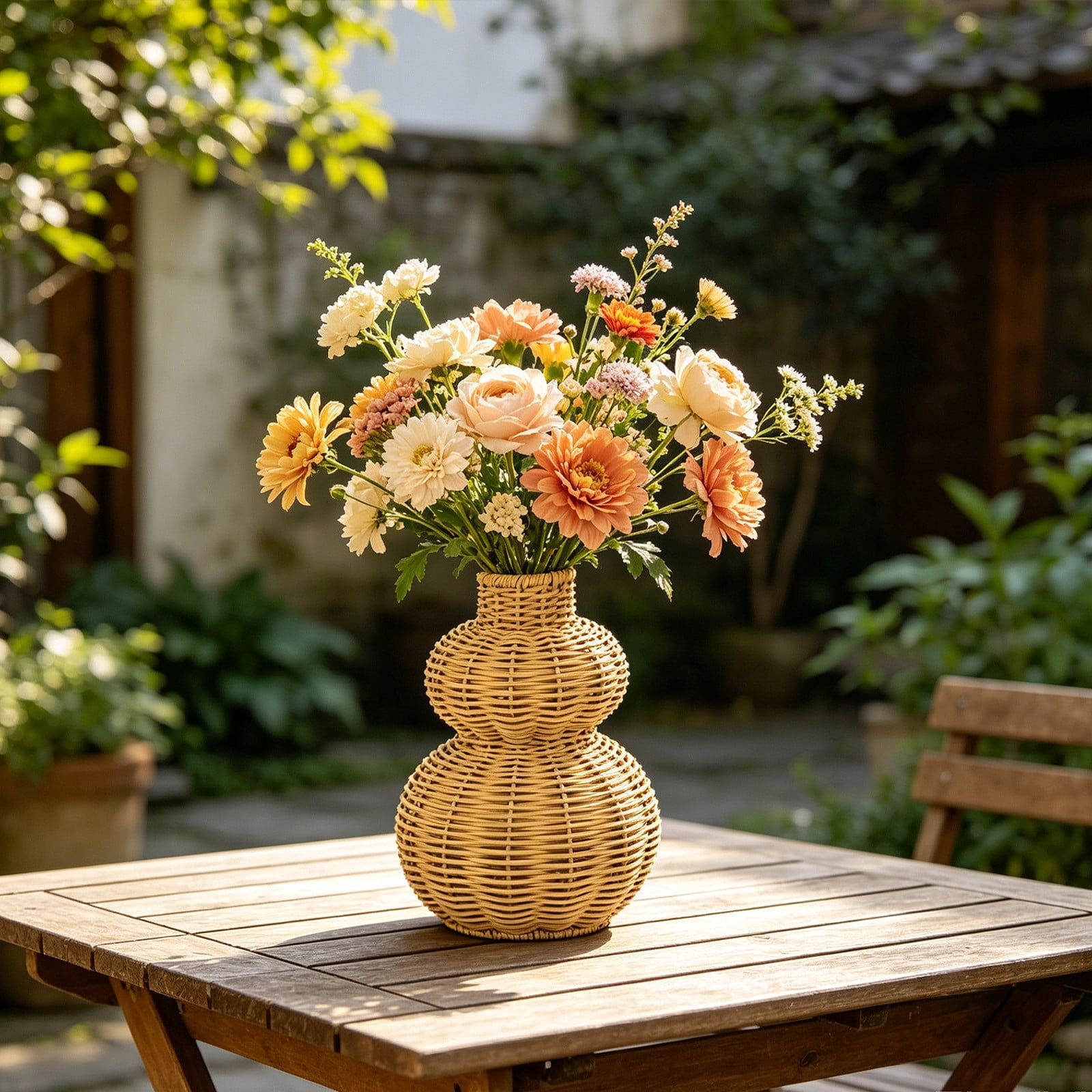 Bwomeauty Birthday Gifts, Flower Basket Wicker Style Weave Floral ...