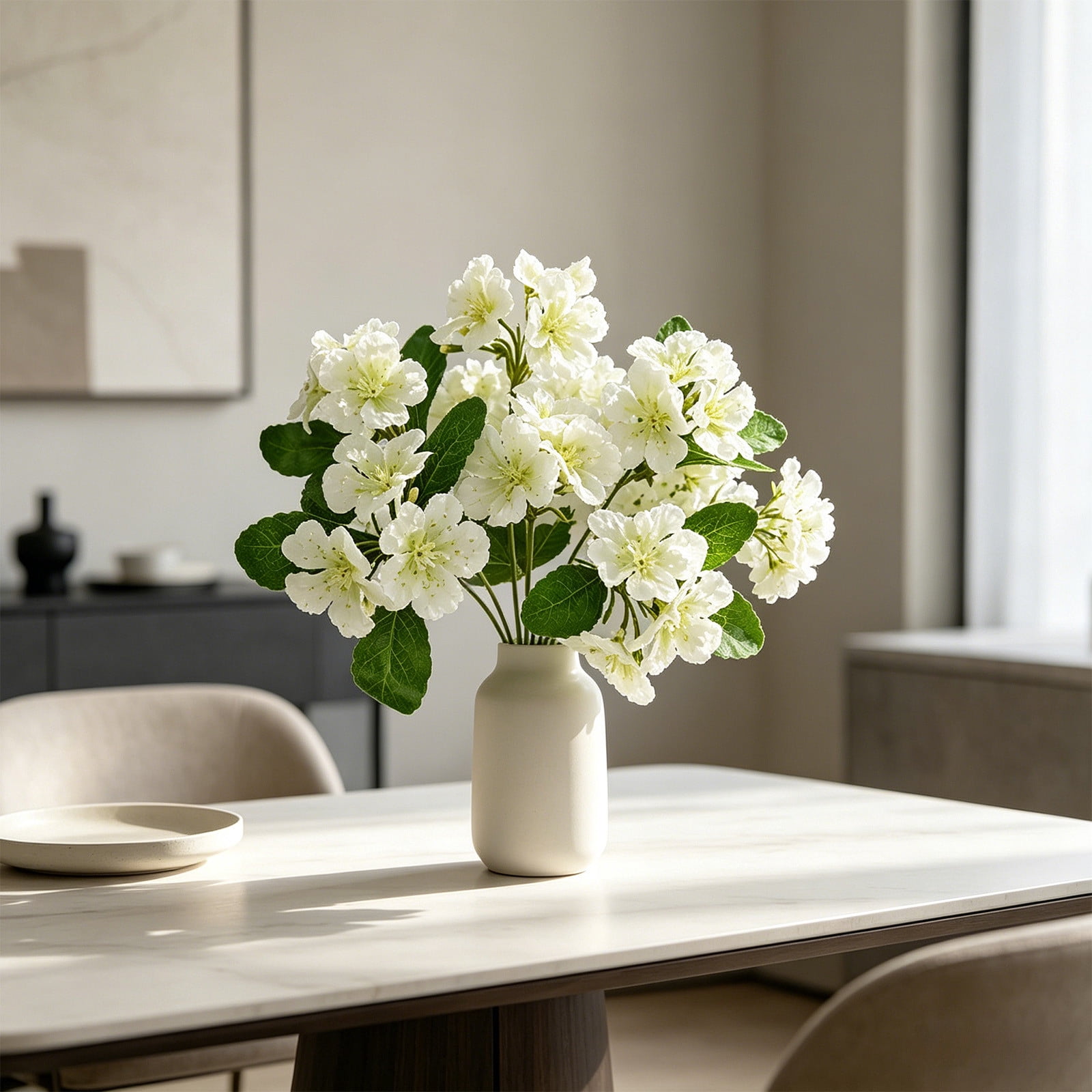 Bwomeauty Birthday Gifts, Realistic 6-Stems 18-Blooms Mini Hydrangea ...