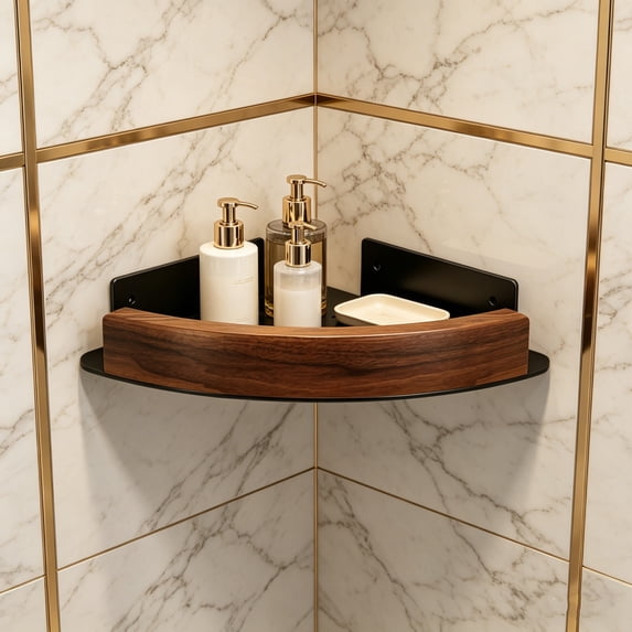 Bwomeauty Birthday Gifts, Walnut Corner Shelf For Bathroom No Drilling ...