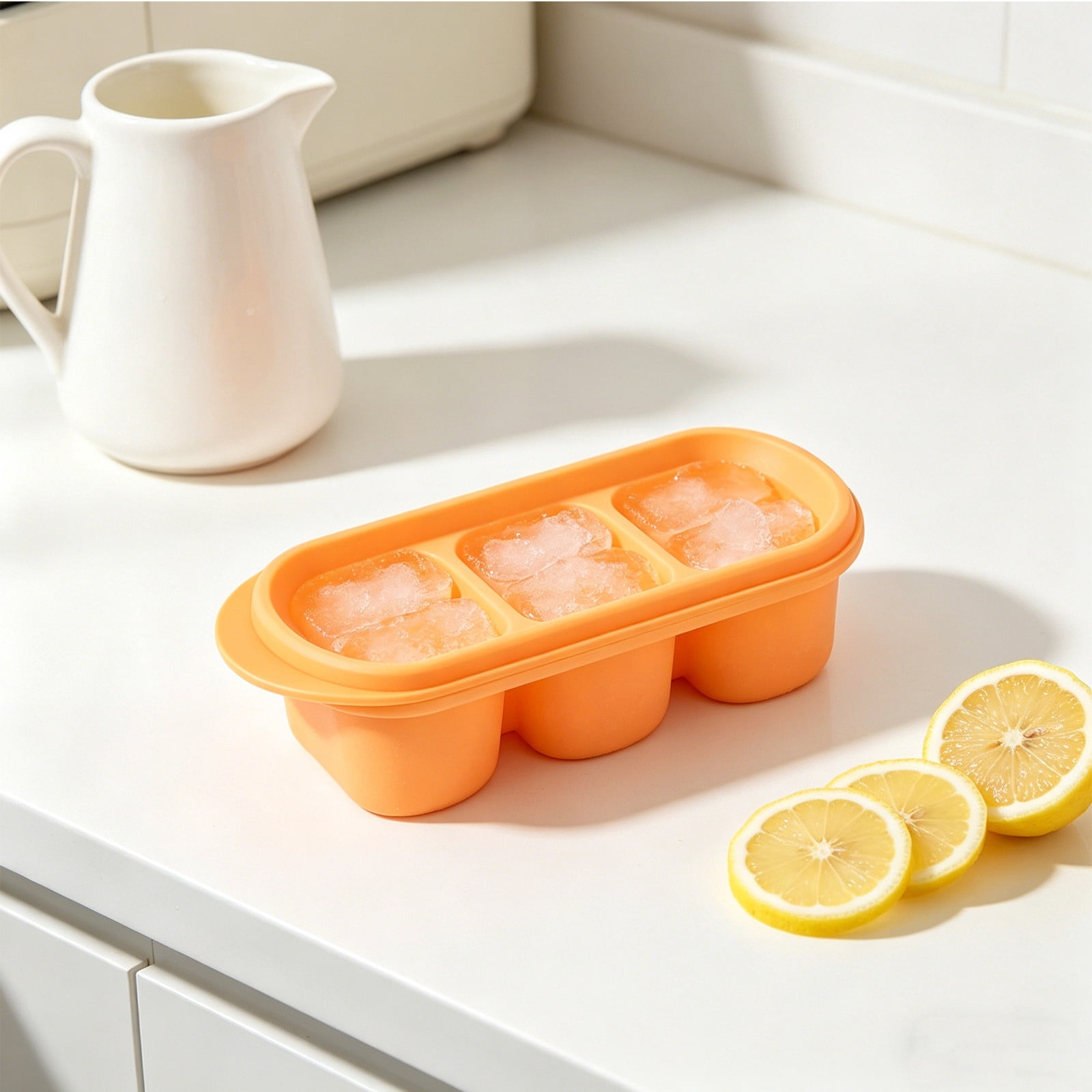 Bwomeauty Family Gifts, 3 Cavity Silicone Ice Cubes Tray With Lid ...