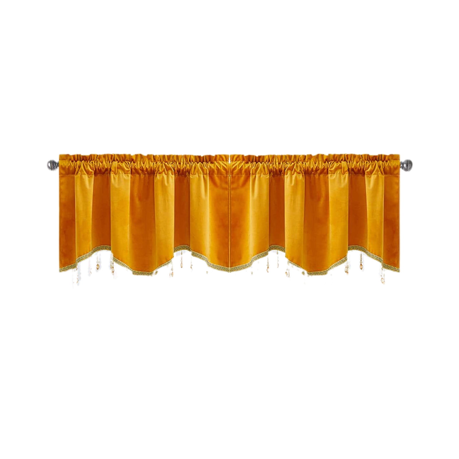 Bwomeauty Room Decor, Elegant Fringed Window Curtains Patterned Rod ...