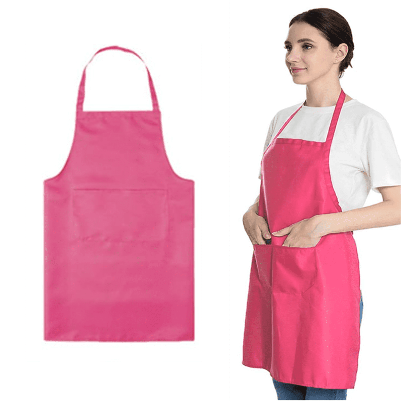 Bxaolu 1 Pack Apron, Cooking Kitchen Aprons, Bib Apron with 2 Pockets ...