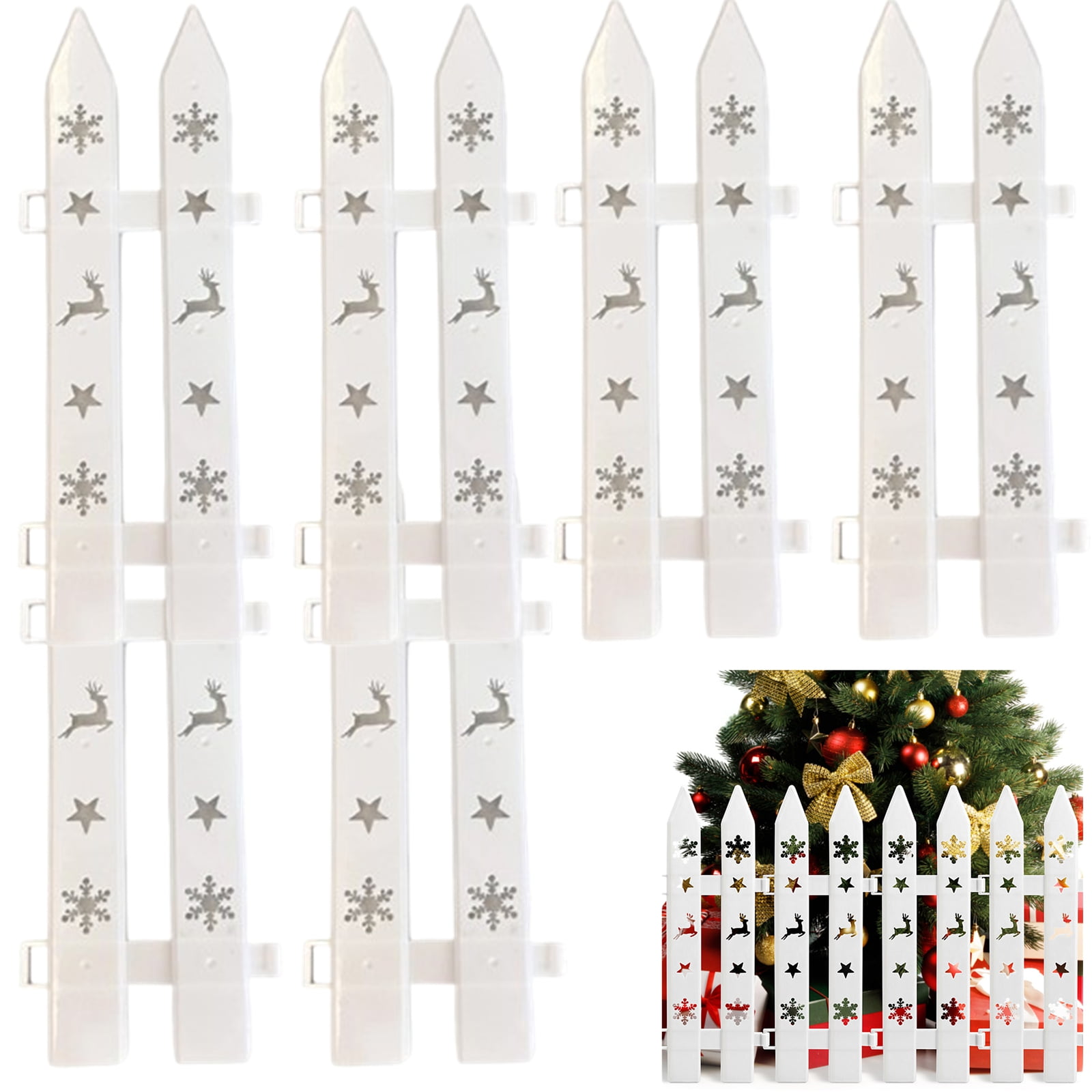 Bxaolu 11.8" Tall Fence for Christmas Tree,6PCS White Picket Fence Gate ...