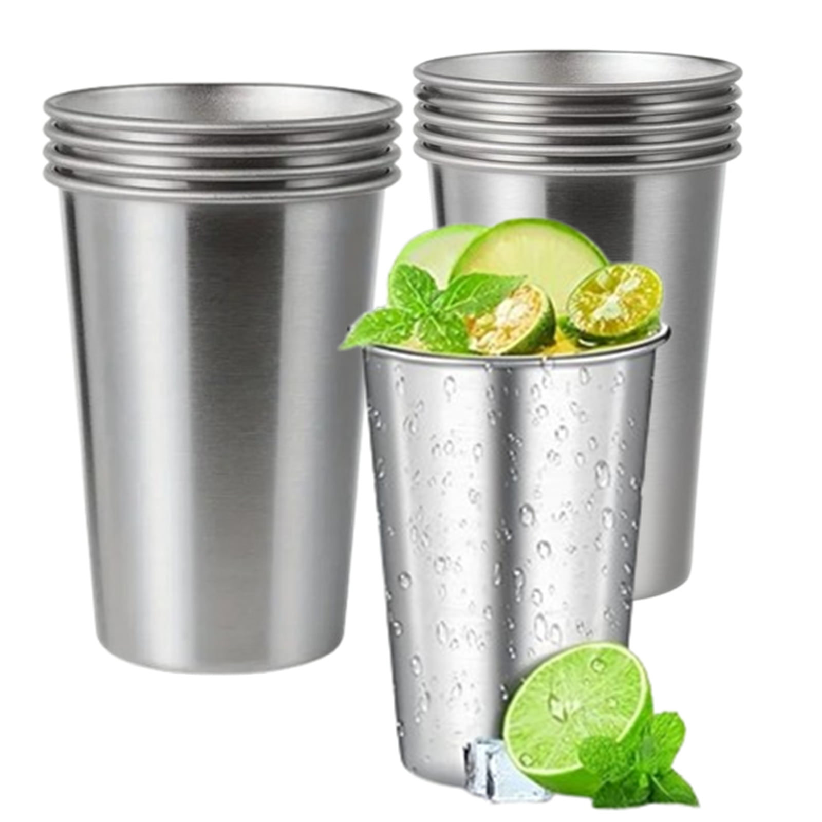 Bxaolu 12 Ounce Stainless Steel Pint Cups, 10 Pack 350ml 304 Steel Cup ...