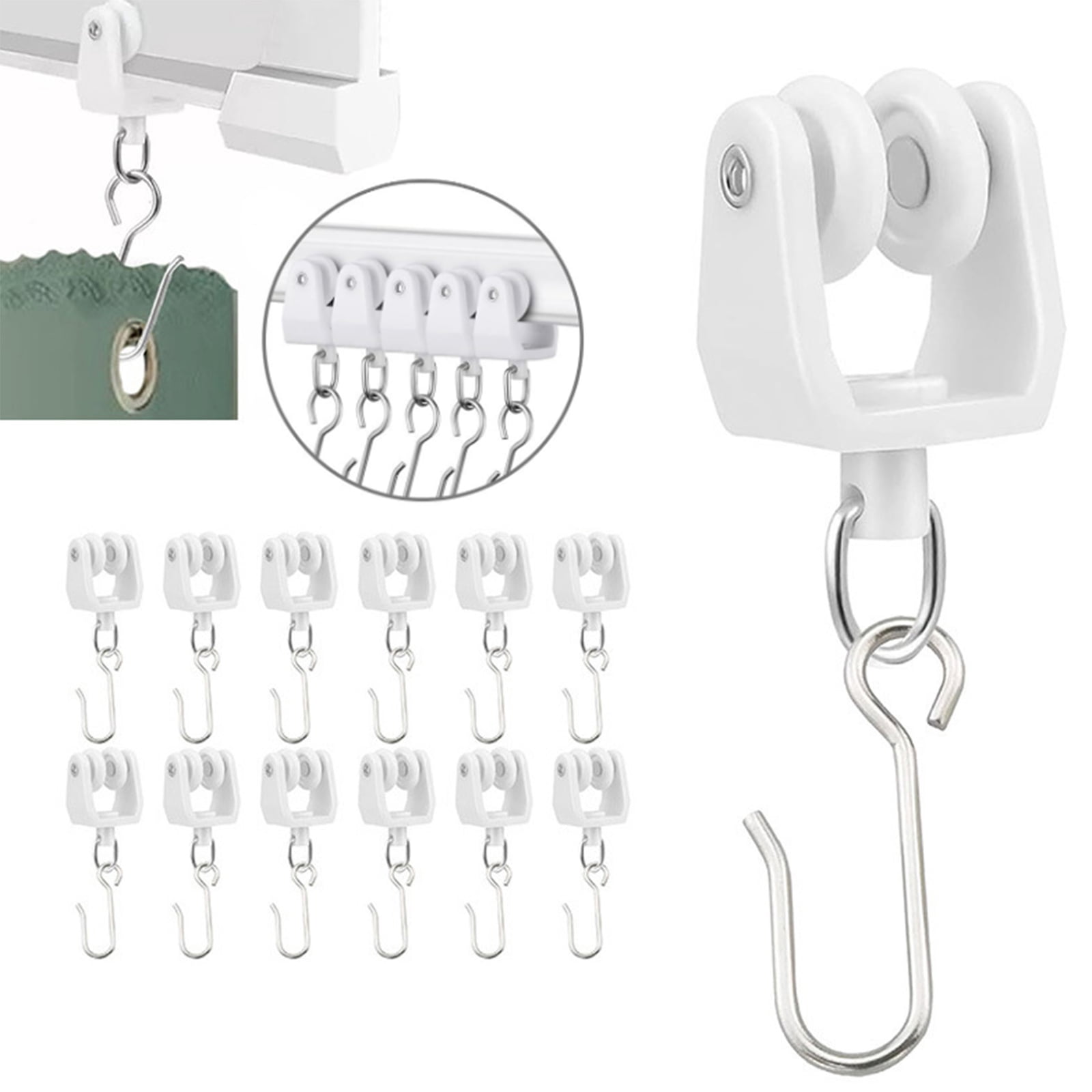 Bxaolu 12 Pcs Curtain Track Sets Ceiling Mount Curtain Track Hooks and ...