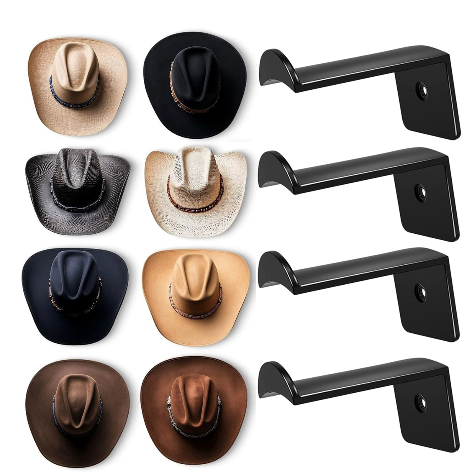 Bxaolu 2.8 Inch Hat Hooks for Wall - (4 Pack) Cowboy Hat Rack, Strong ...