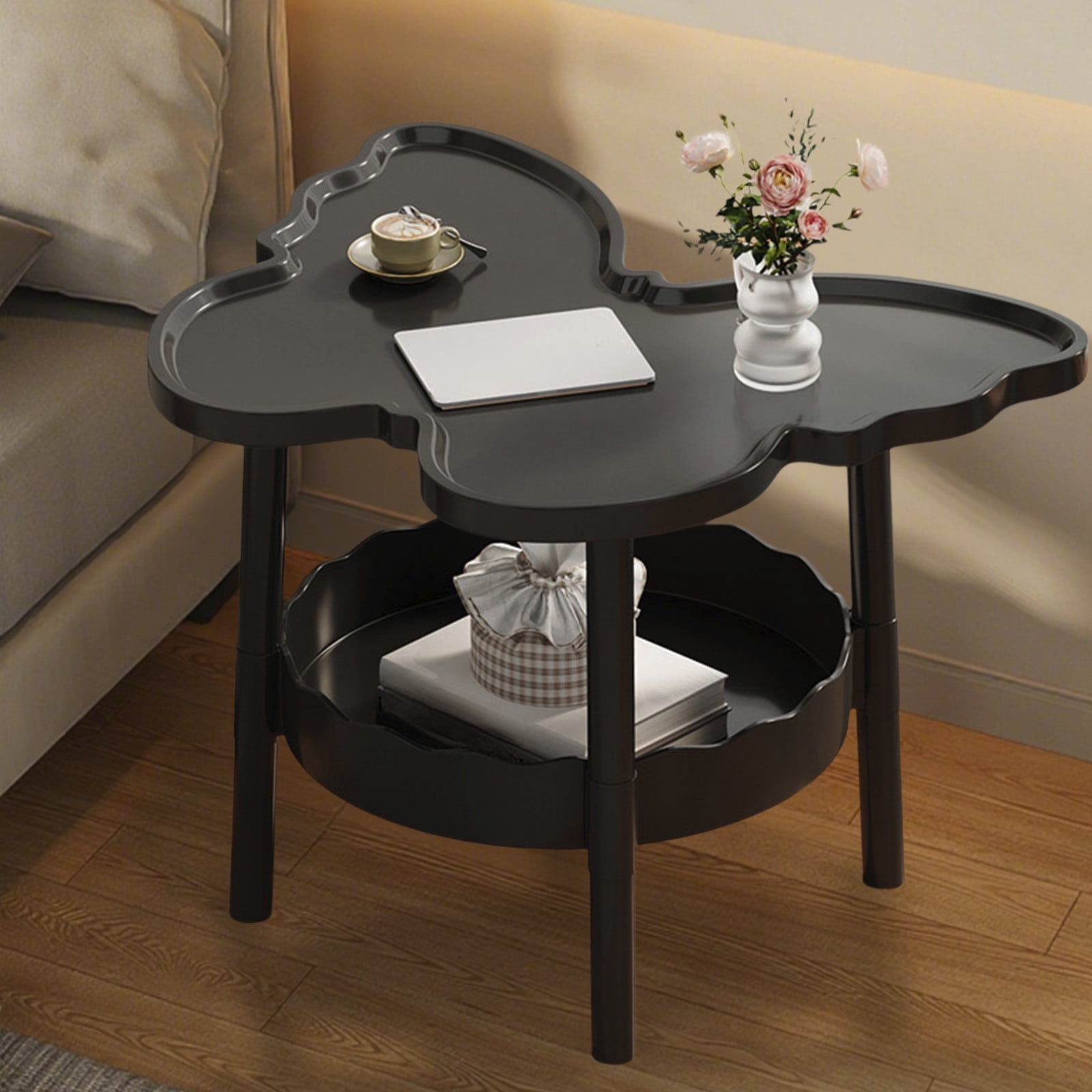 Bxaolu 2 Tier Plastic Side Table with Storage Tray - Butterfly Shaped ...