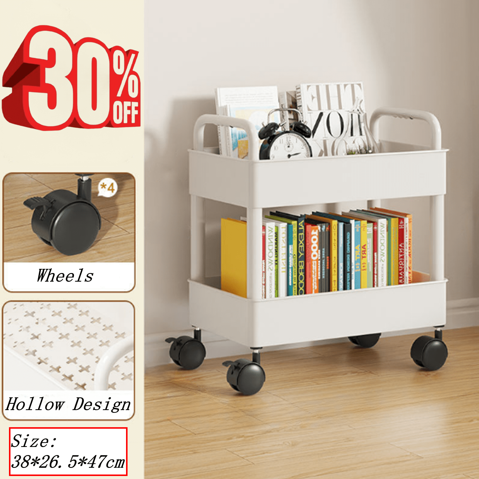 Bxaolu 2-Tier Utility Rolling Cart Storage Organizer Sofa Side Table ...
