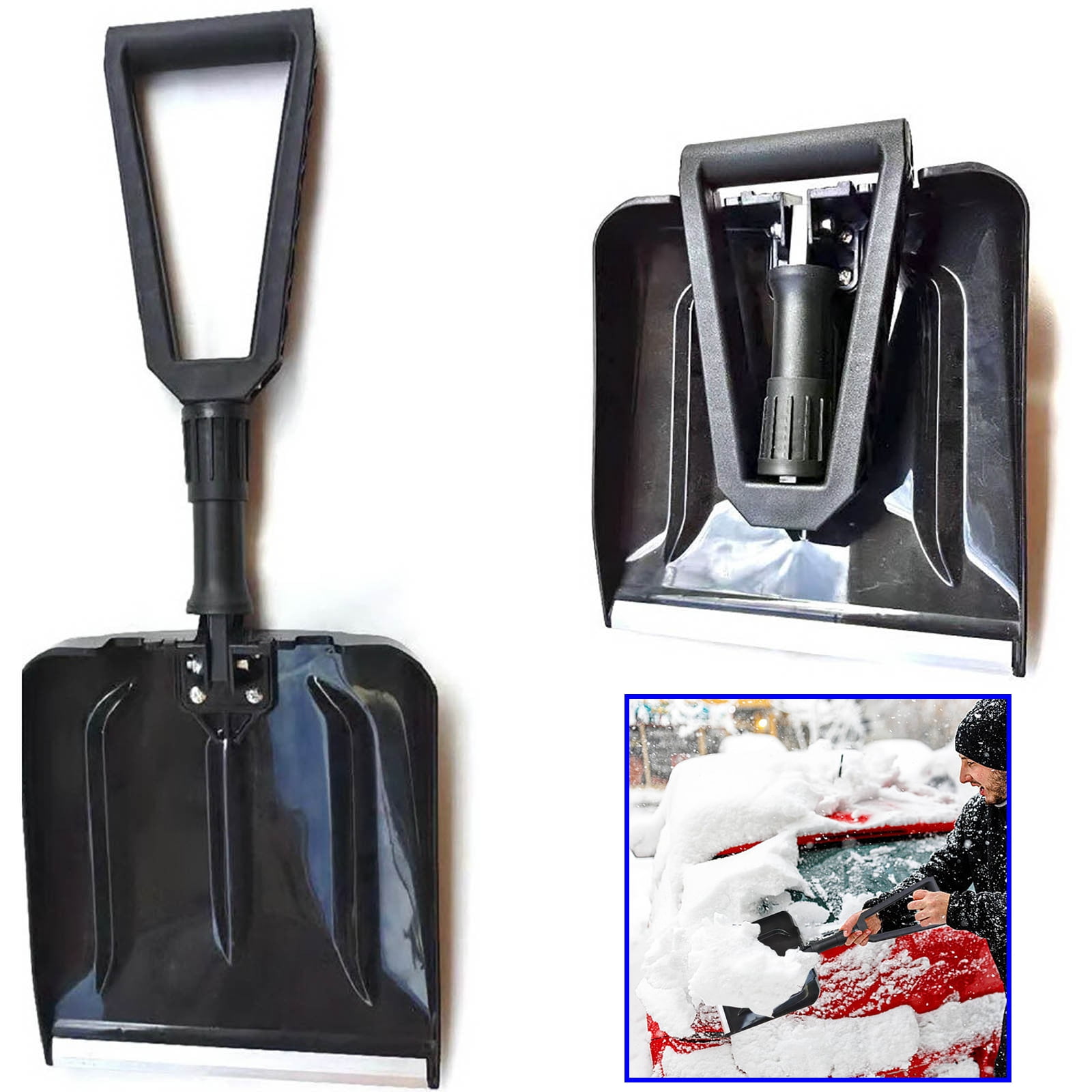 Bxaolu 25" Folding Snow Shovel for Car, Lightweight Snow Shovel with ...