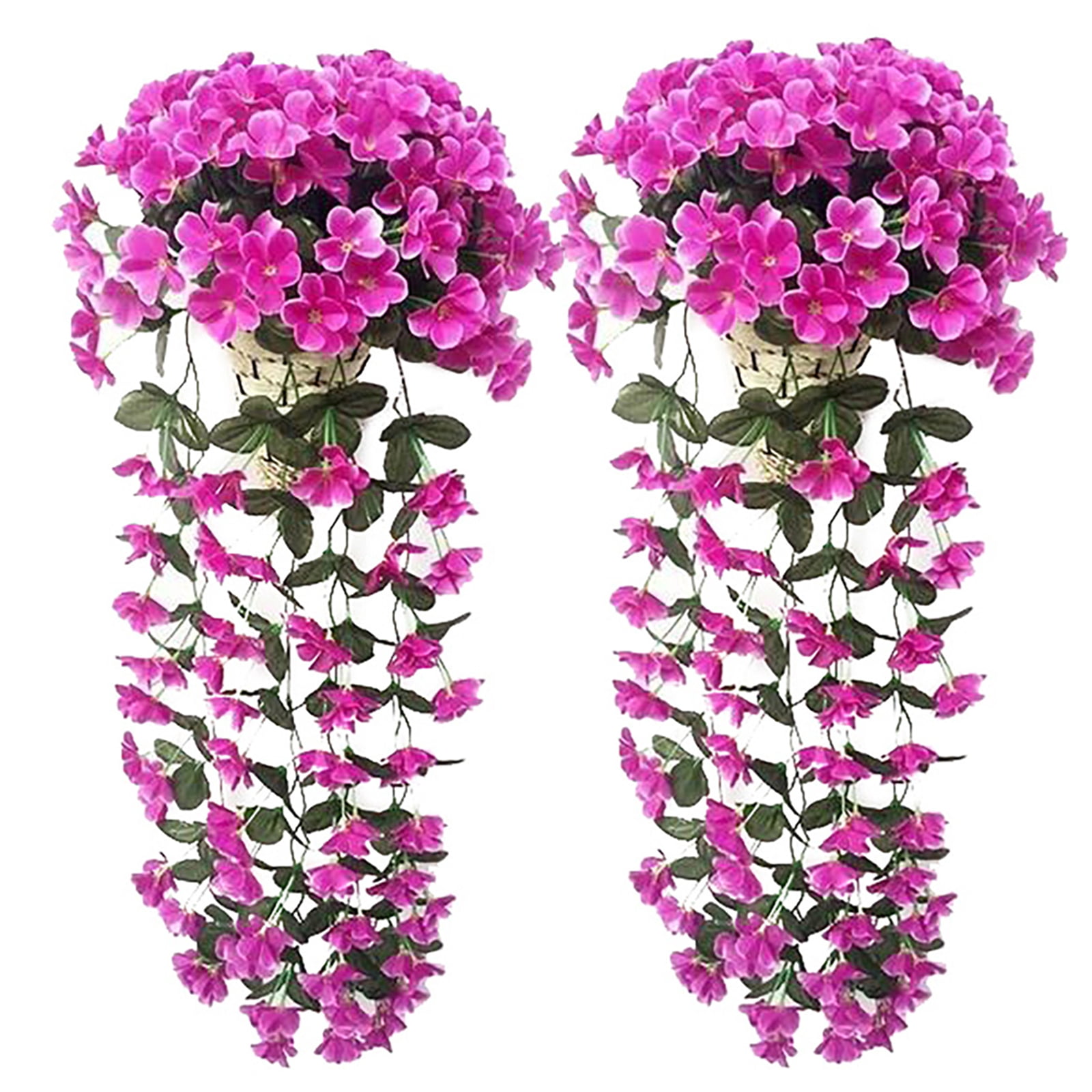 Bxaolu 2PCS Artificial Hanging Flowers, UV Resistant Fake Plastic Faux ...