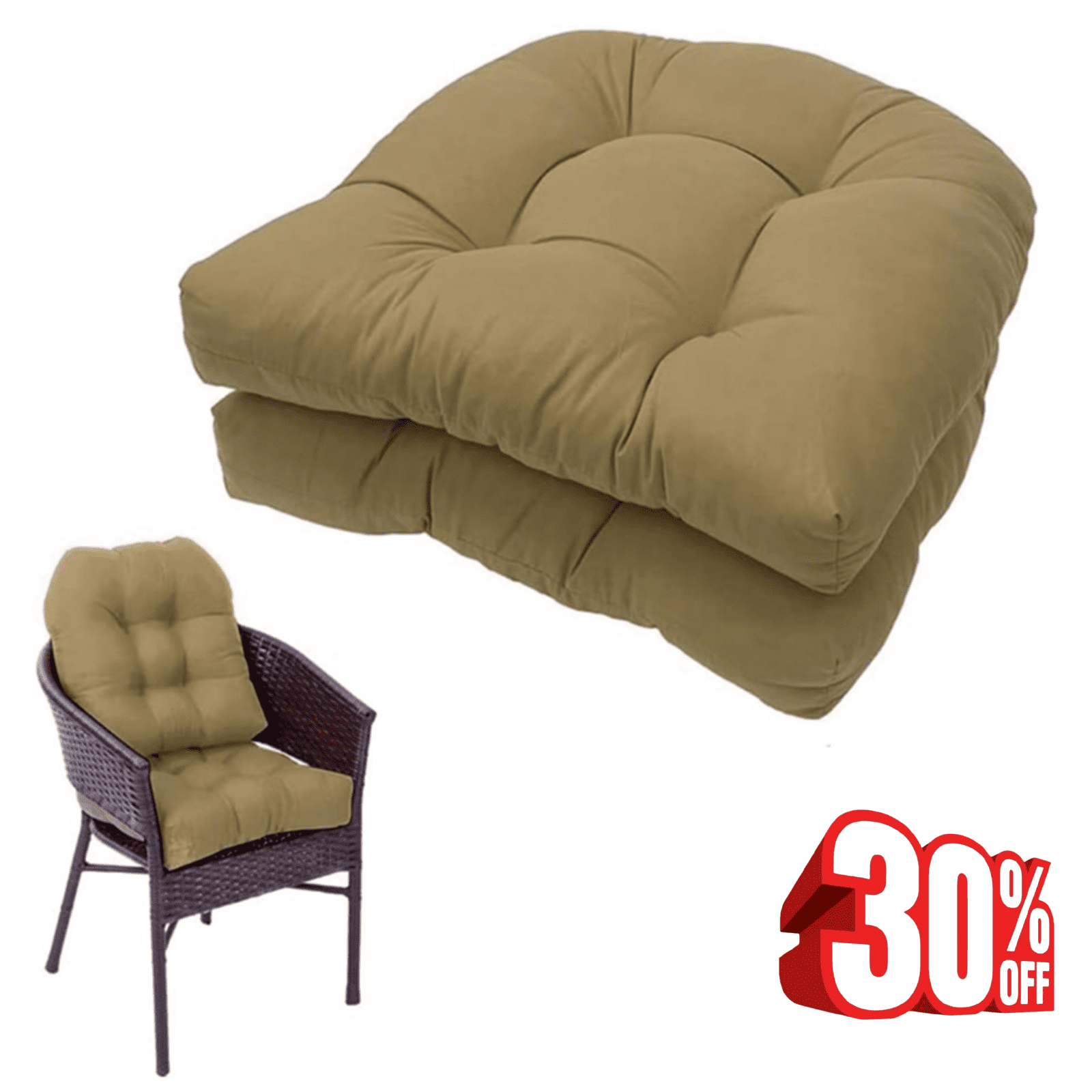 Bxaolu 2PCS Tufted Seat Cushion, 19''x19'' Outdoor Indoor U-Shape ...