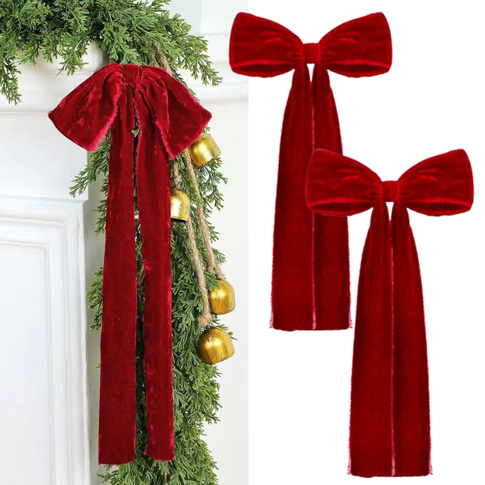 Bxaolu 2Pack Big Red Bow Velvet Birthday Decorations Party Red Bow ...
