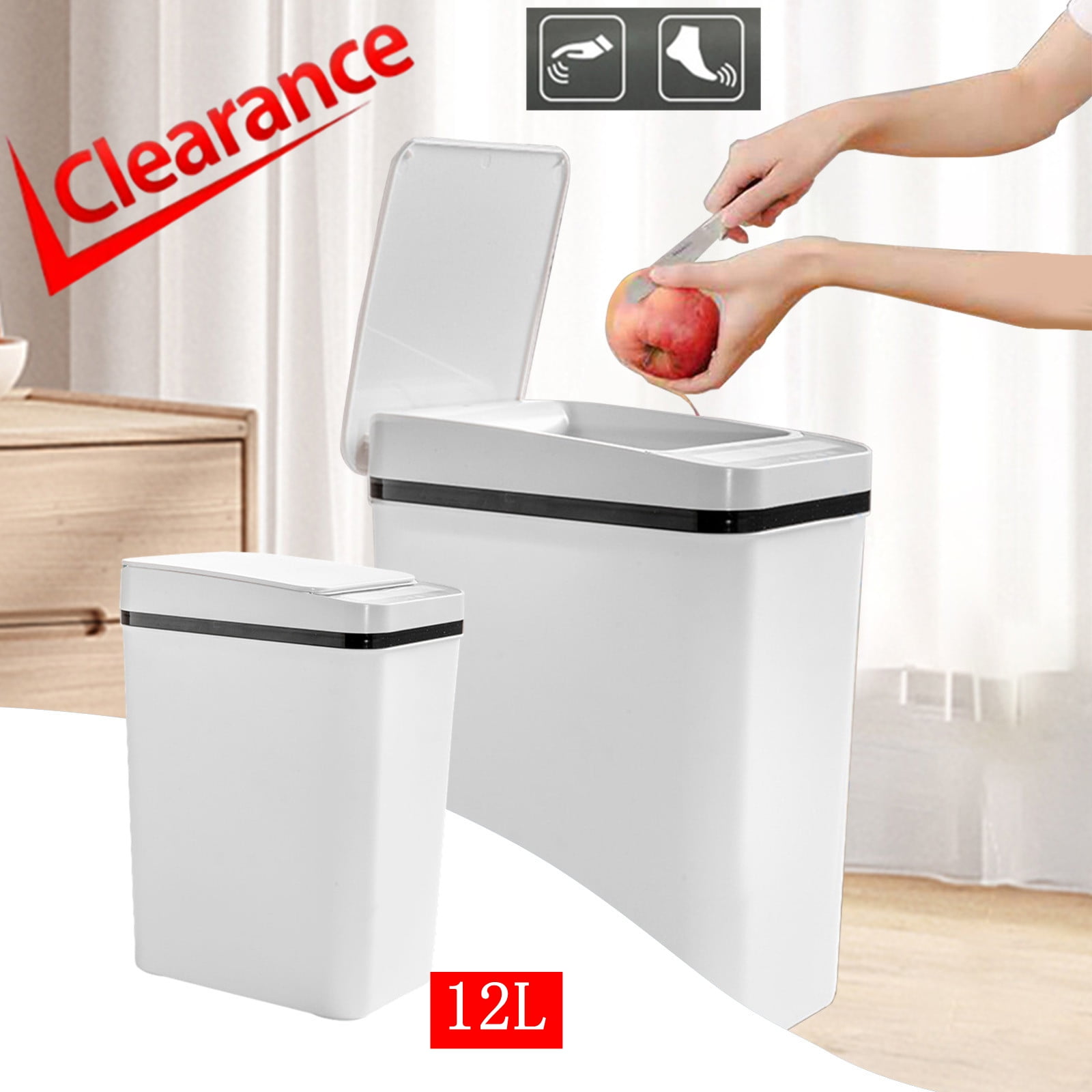 Bxaolu 3.5 Gallen Trash Can, Plastic Kitchen Waste Bin, Easy Clean ...