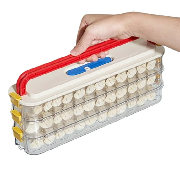 Bxaolu 3-Layer Frozen Dumpling Storage with Lids, 12.5" Food Container ...