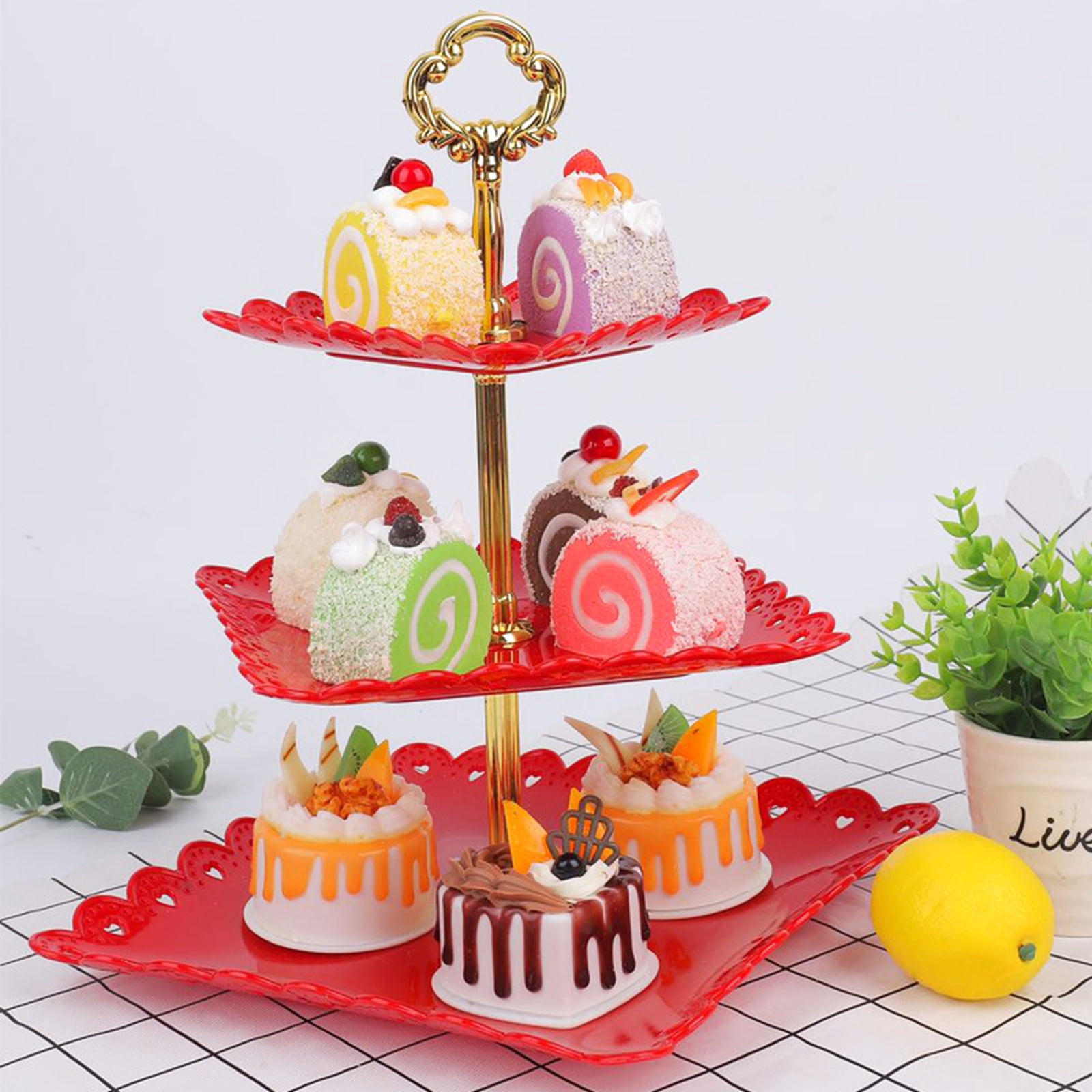 Bxaolu 3 Tier Cupcake Stand Holder, Plastic Cup Cake Stand Towel with ...