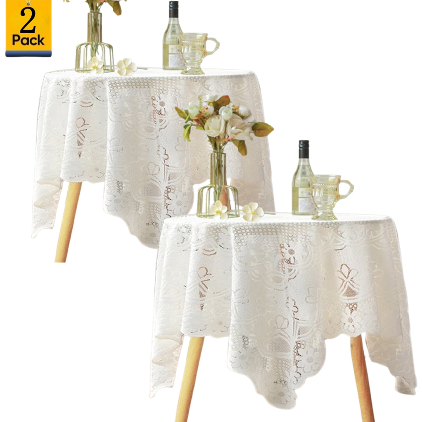 Bxaolu 35.5Inch Round White Lace Tablecloth, Elegant Table Cover for ...
