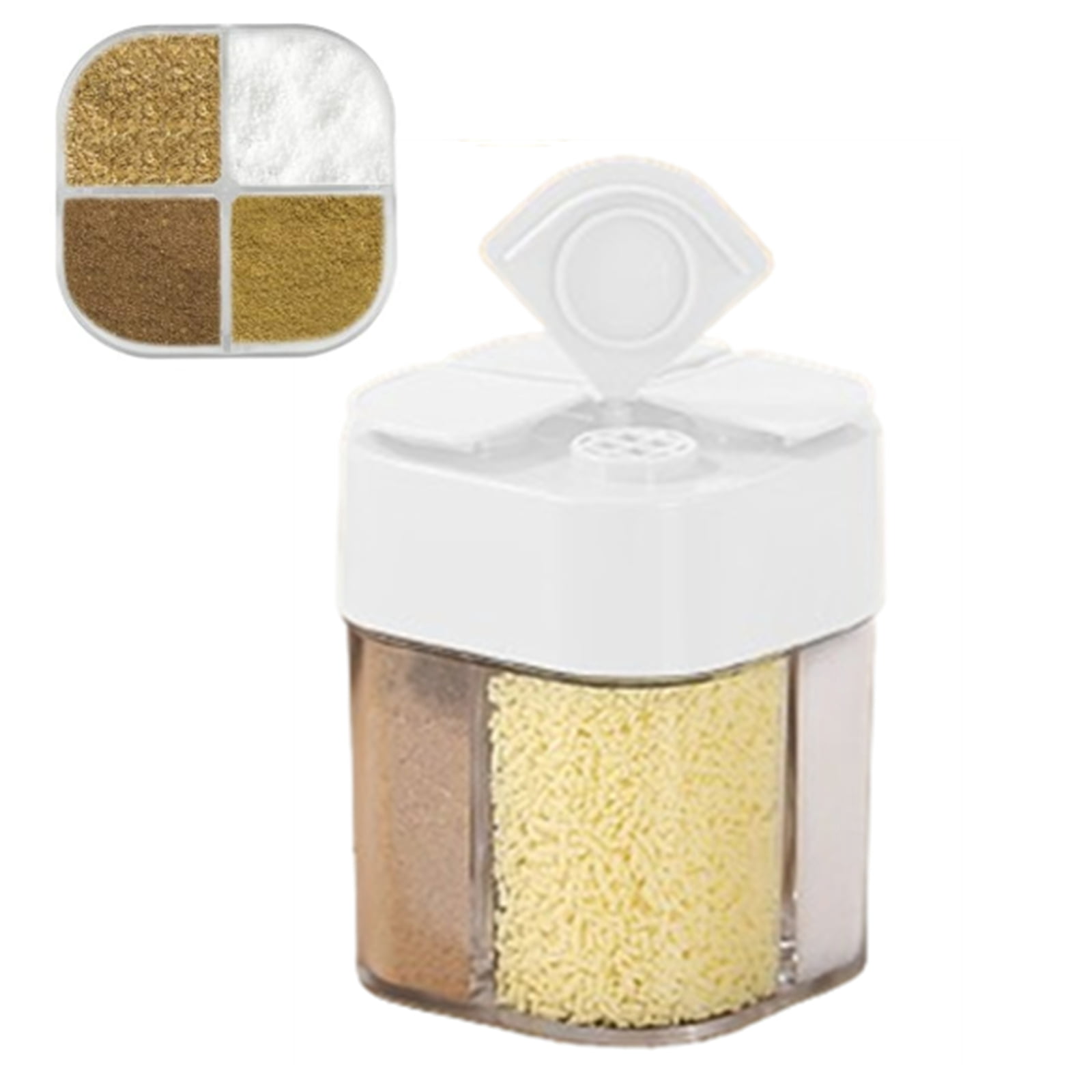 Bxaolu 4 in 1 Plastic Salt and Pepper Shaker, 4 Grids Flip Empty Spice ...