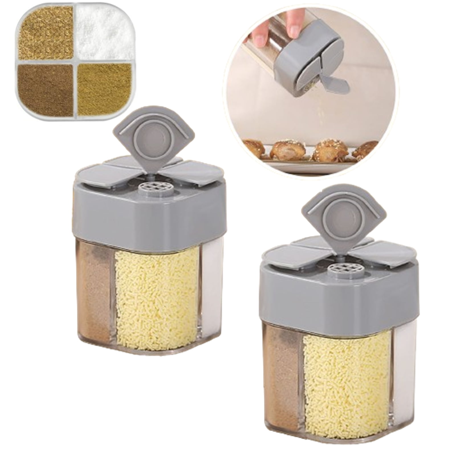 Bxaolu 4 in 1 Spice Container Salt and Pepper Shaker Transparent ...
