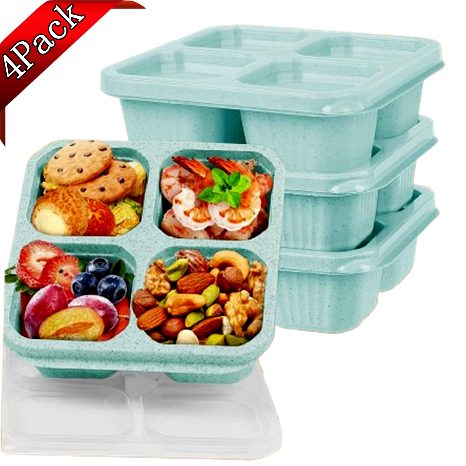 Bxaolu 4 Pack Bento Snack Boxes Lunchable Containers for Ki-ds/Adults ...