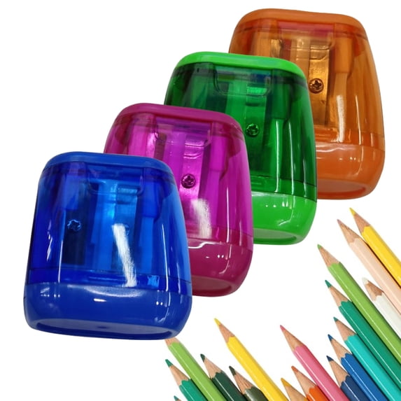 Bxaolu 4 Pack Double Holes Pencil Sharpener Manual Sharpeners with Lid ...