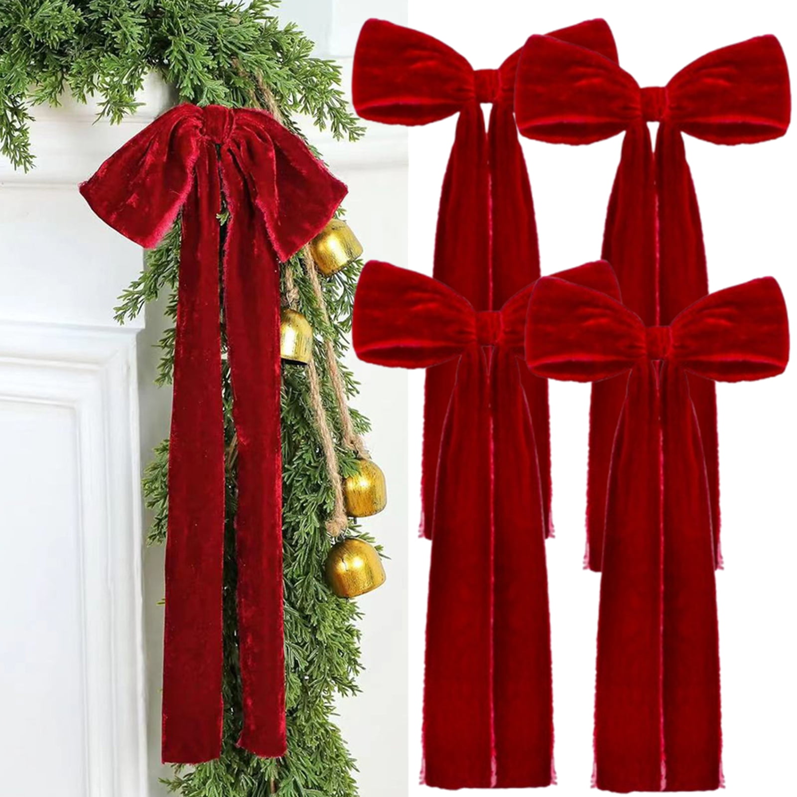 Bxaolu 4Pack Big Red Bow Velvet Birthday Decorations Party Red Bow ...