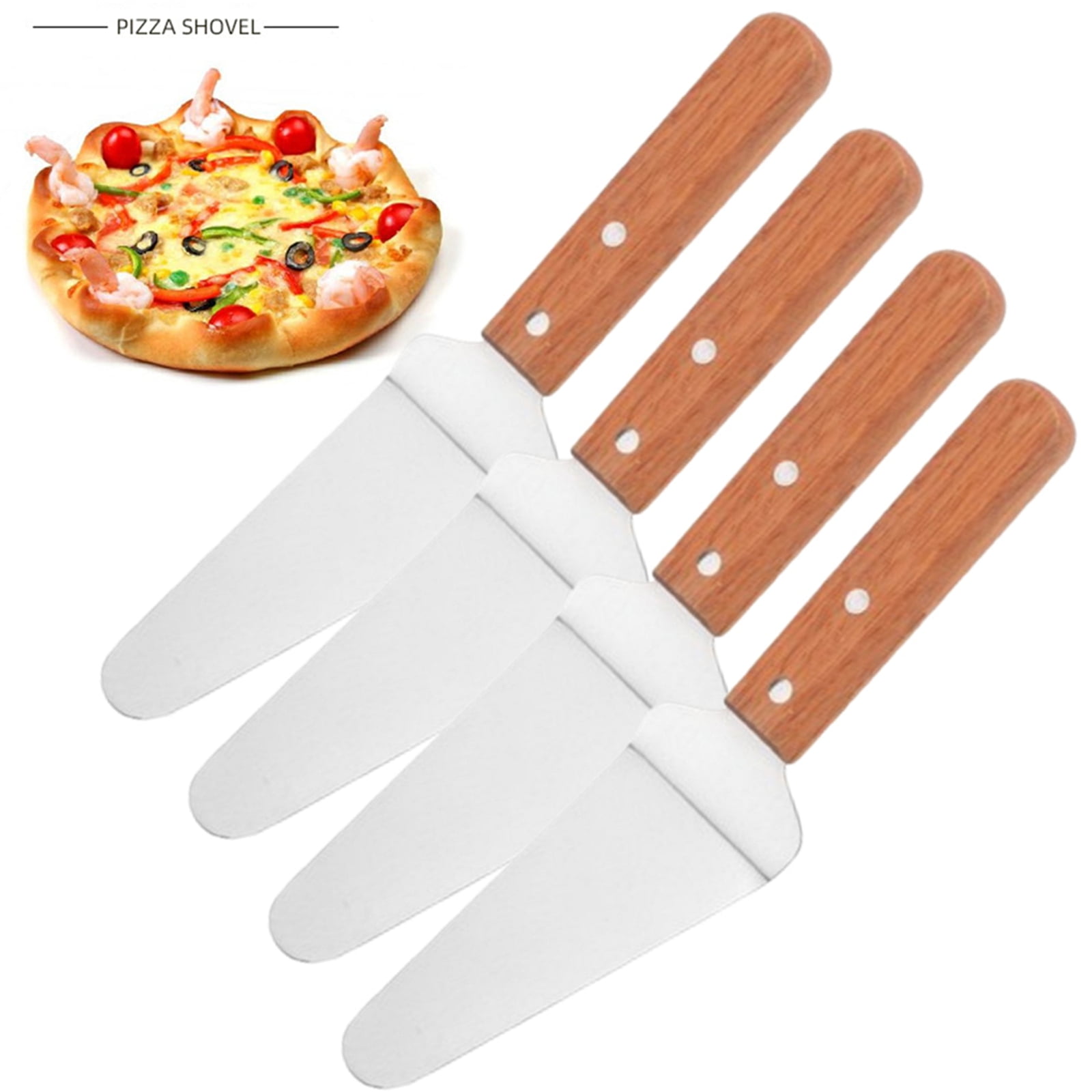 Bxaolu 4Pcs Pizza Server Spatula Pie Servers Spatula With Wooden Handle ...