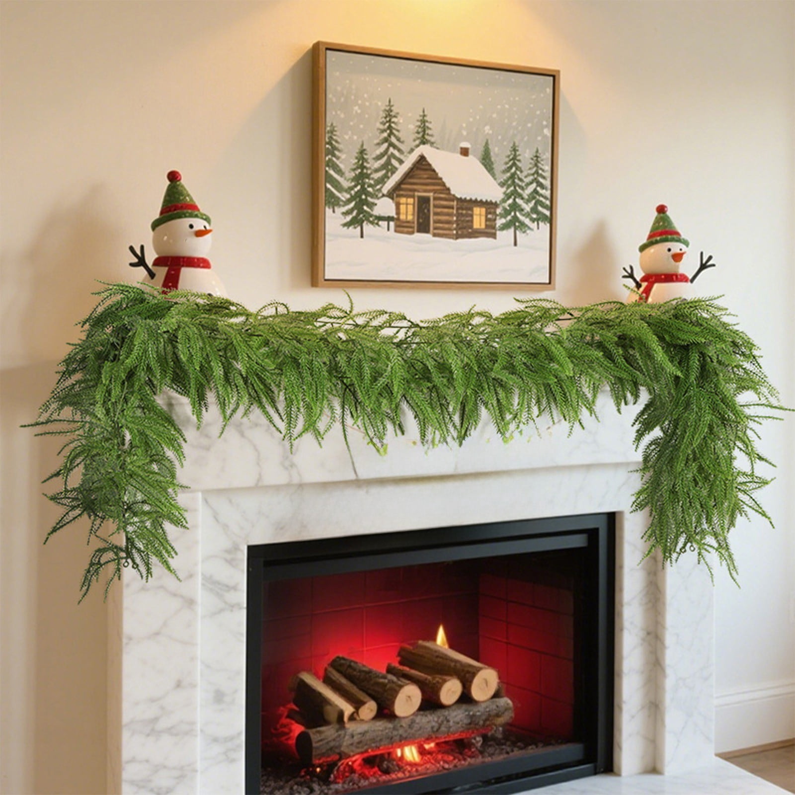 Bxaolu 6FT Artificial Norfolk Pine Garland, Realistic Christmas ...