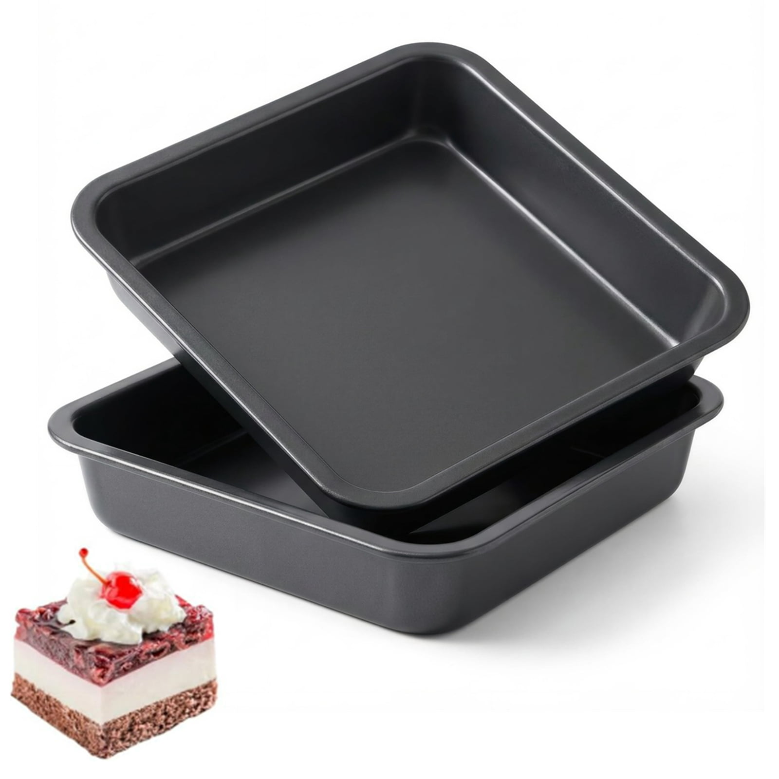 Bxaolu 8-Inch Non-Stick Square Cake Pan, Rust-Resistant Baking Pan for ...