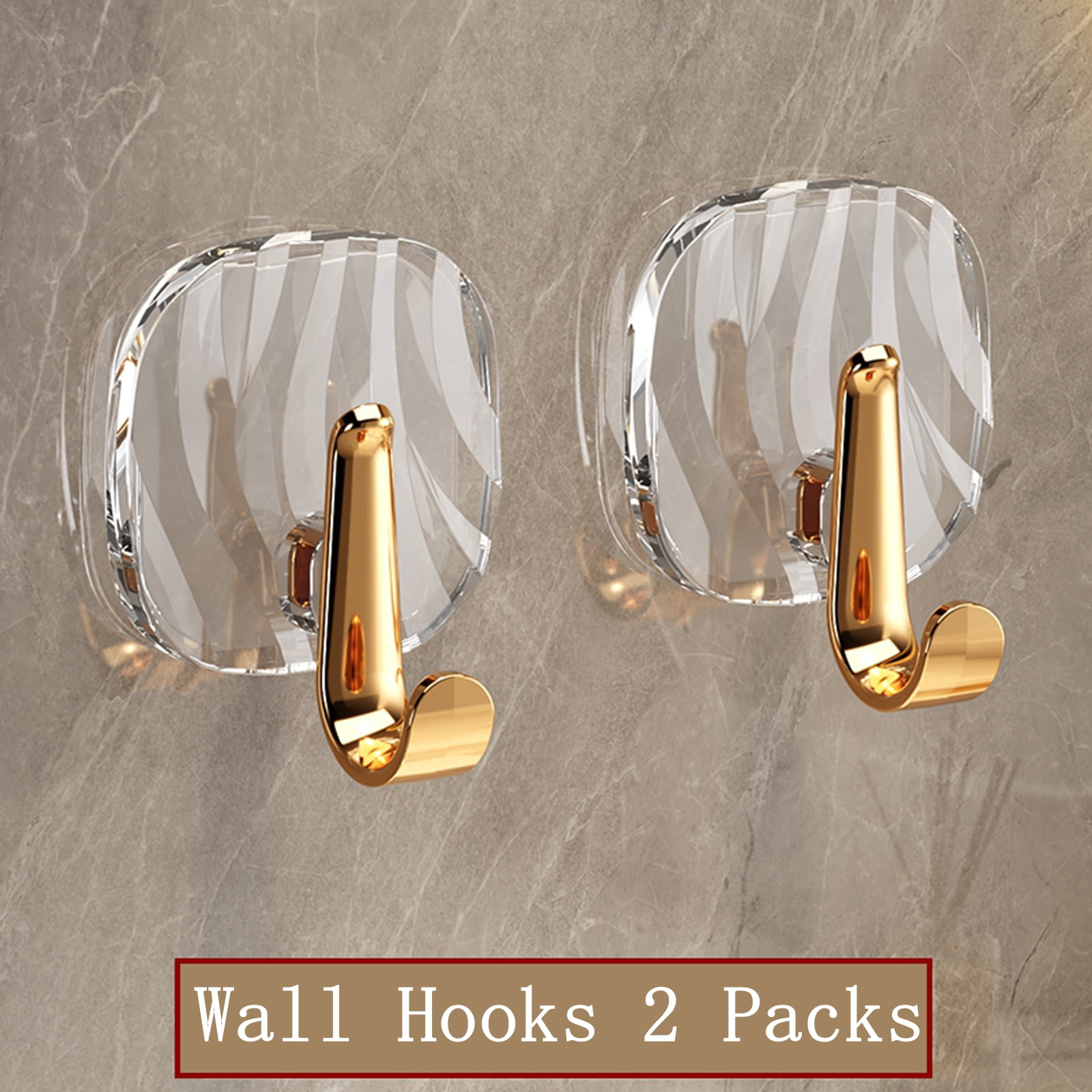 Bxaolu Adhesive Hooks Heavy Duty 15lb(Max) Wall Hooks, 2 Pack Self ...