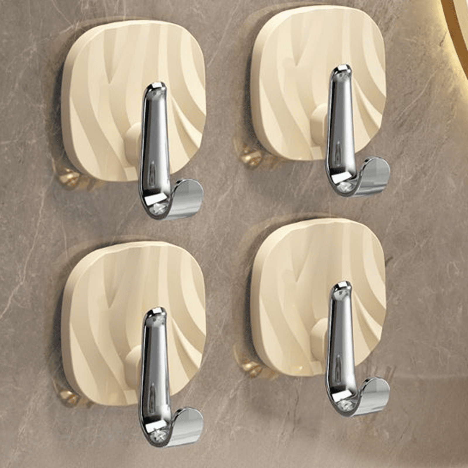 Bxaolu Adhesive Hooks Heavy Duty 15lb(Max) Wall Hooks, 4 Pack Self ...