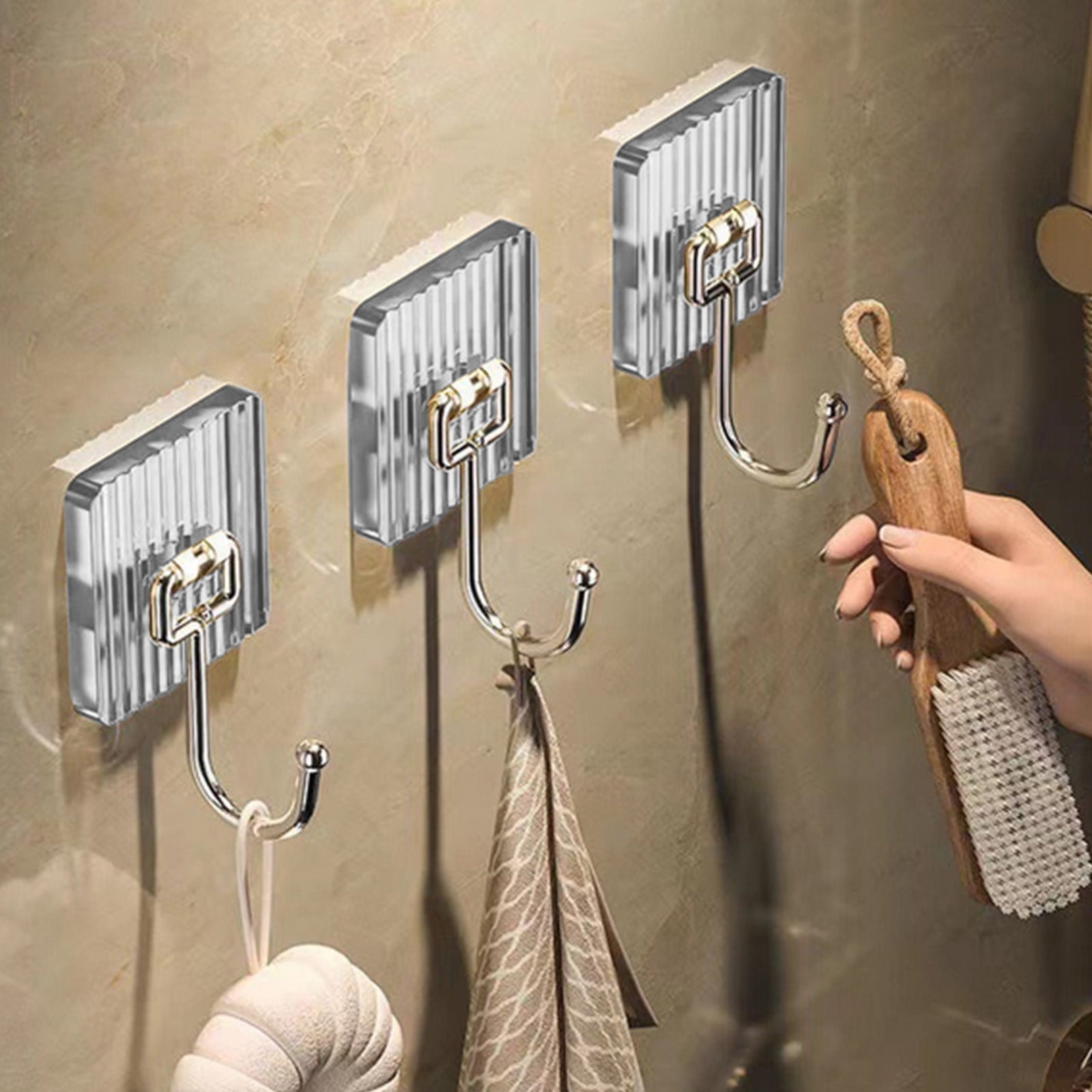 Bxaolu Adhesive Wall Hooks for Hanging Towels - Heavy Duty Stick On ...