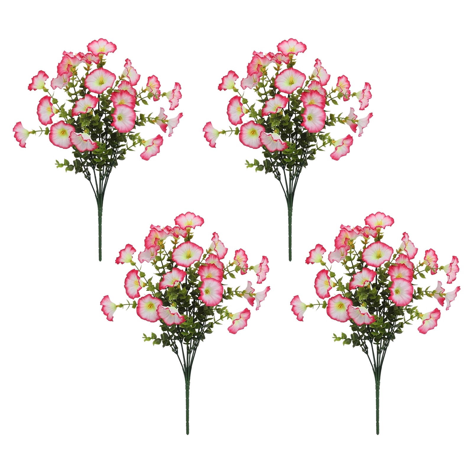 Bxaolu Artificial Fake Plants Flowers for Indoor Outdoors, 4 Bundles UV ...