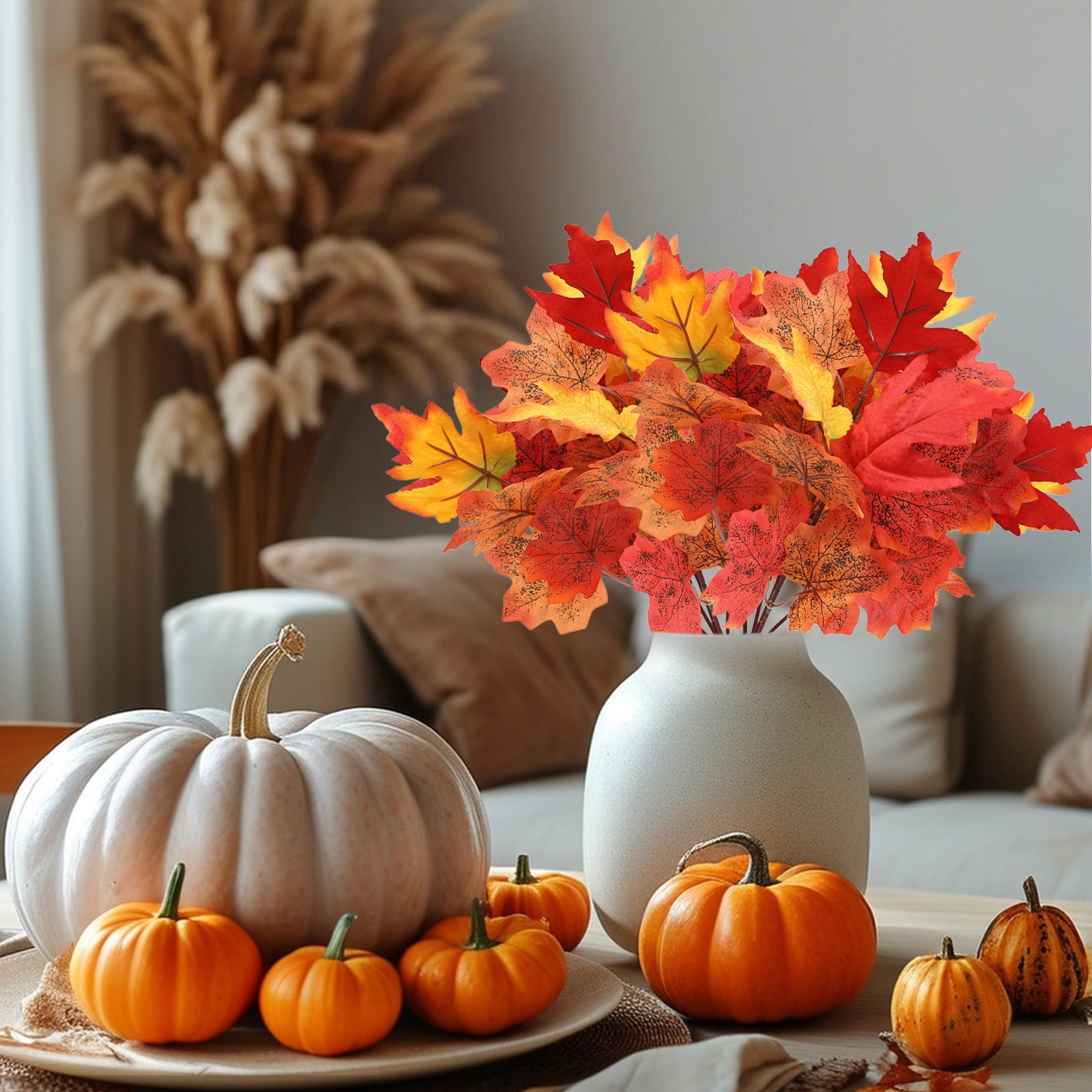 Bxaolu Artificial Fall Flowers 2 Pack, 15.75 inch Artificial Maple ...