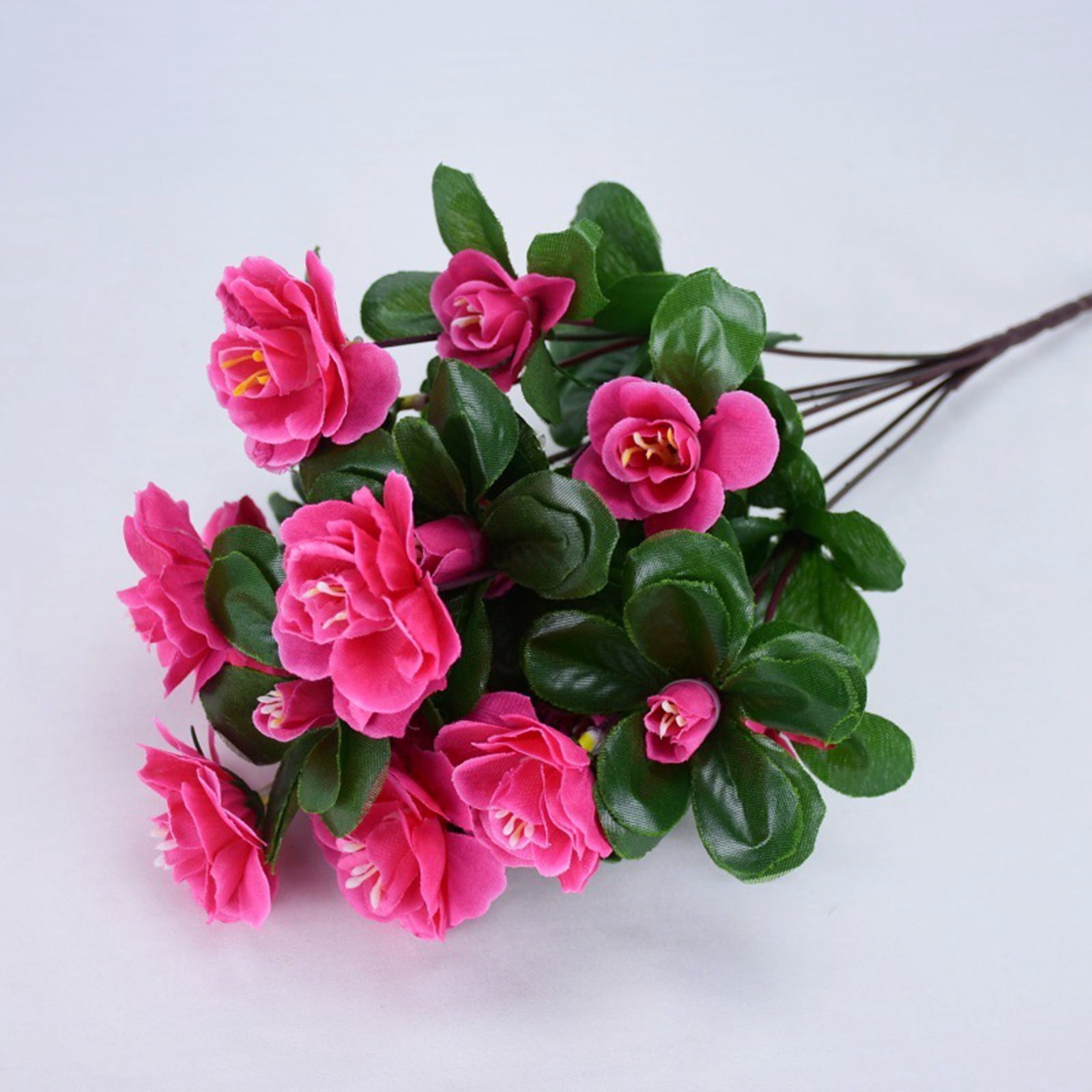 Bxaolu Artificial Flowers Real Touch Fake Red Azalea Silk Plants for ...