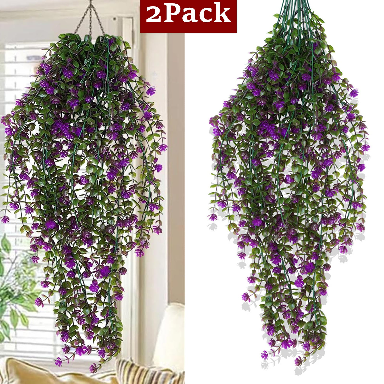Bxaolu Artificial Hanging Flowers Outdoor Faux Plants Spring Summer ...