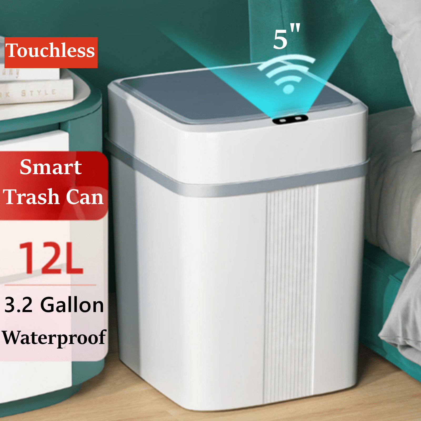 Bxaolu Automatic Trash Can, 3.2 Gallon Smart Trash Can, Rechargeable ...