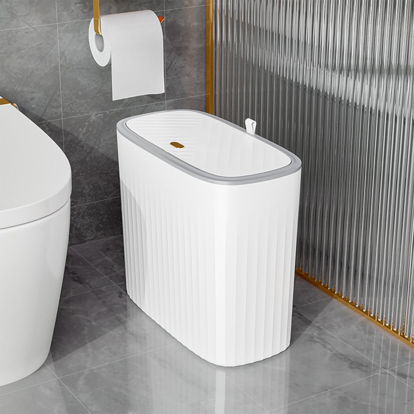 Bxaolu Bathroom Trash Can with Lid,3 Gallon Small Garbage Can with ...
