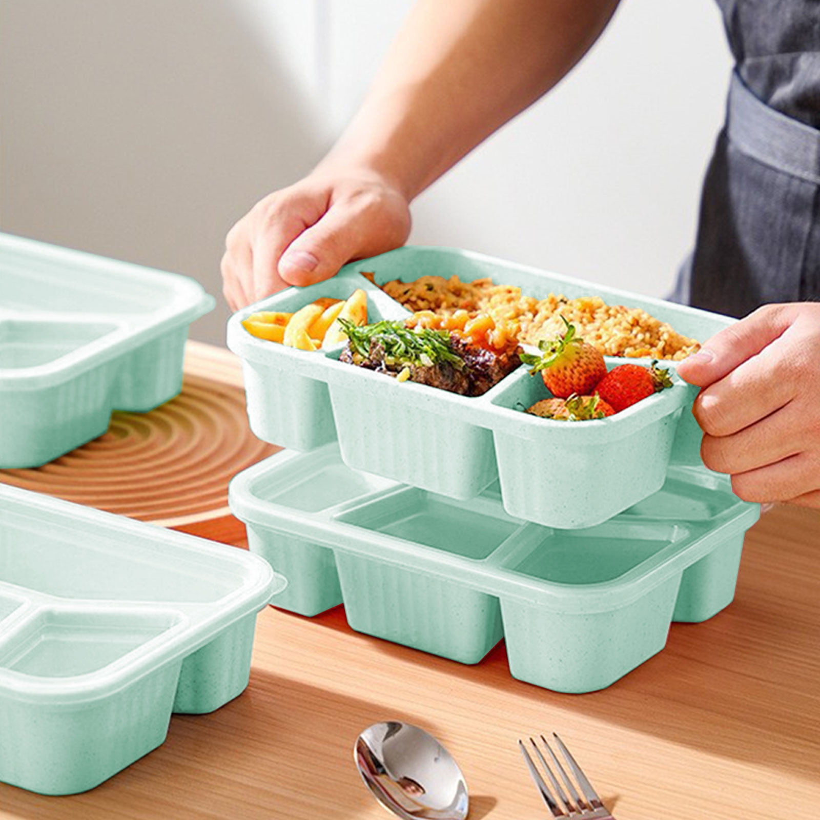 Bxaolu Bento Lunch Box, 4 Compartment Meal Prep Containers, Lunch Box for Adult, Plastic ...