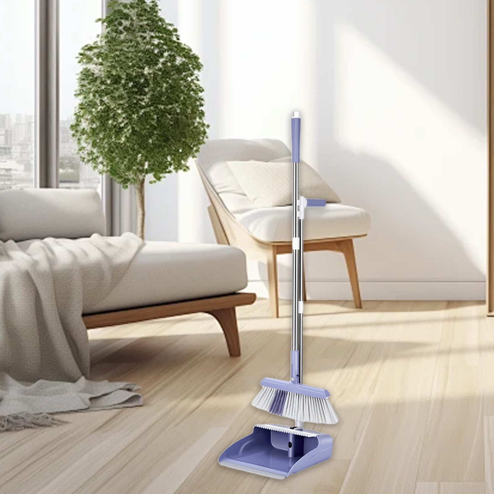 Bxaolu Broom and Dustpan Set for Home, Long Handle Lightweight Indoor ...