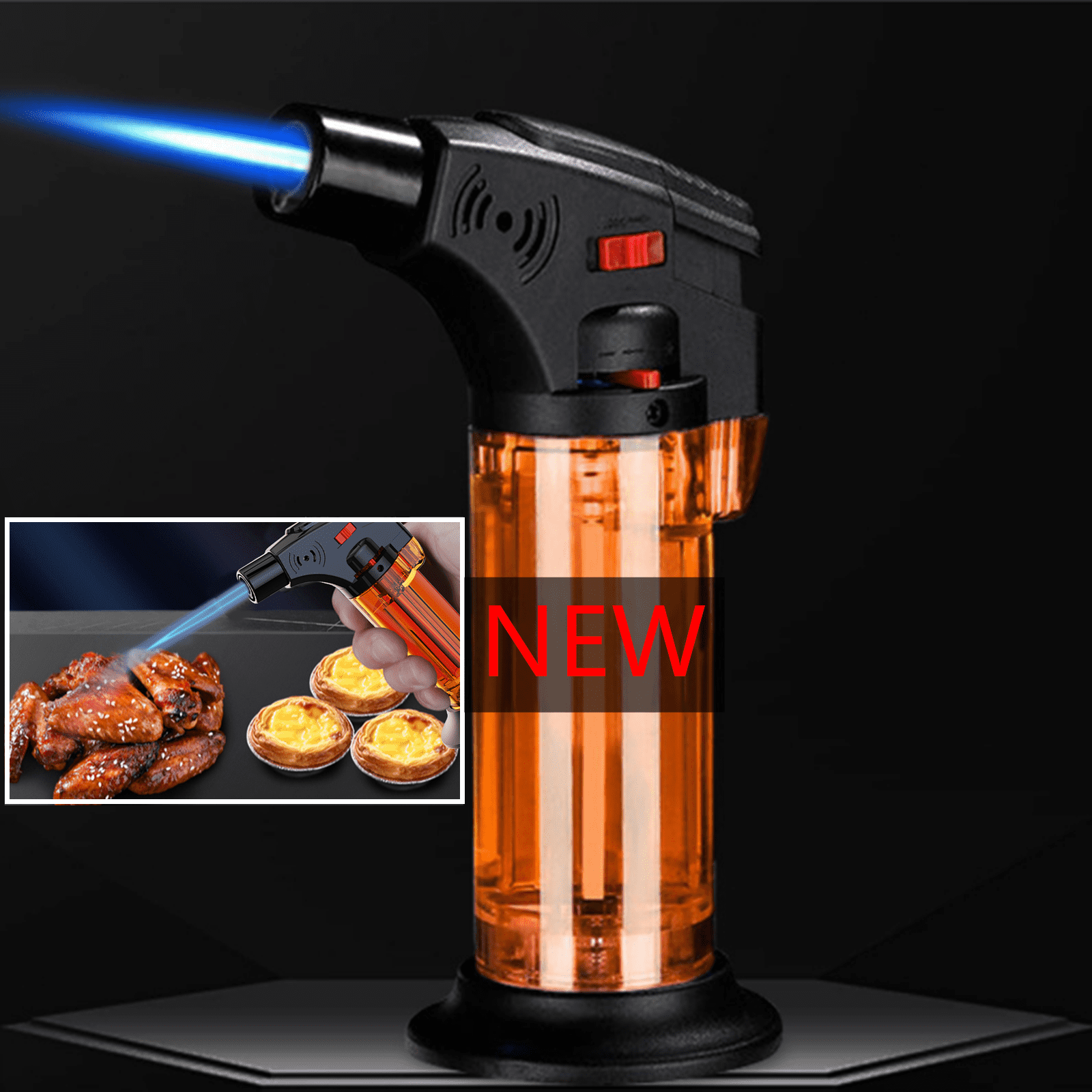 Bxaolu Butane Torch Lighter, Windproof Straight Torch Blue Flame ...