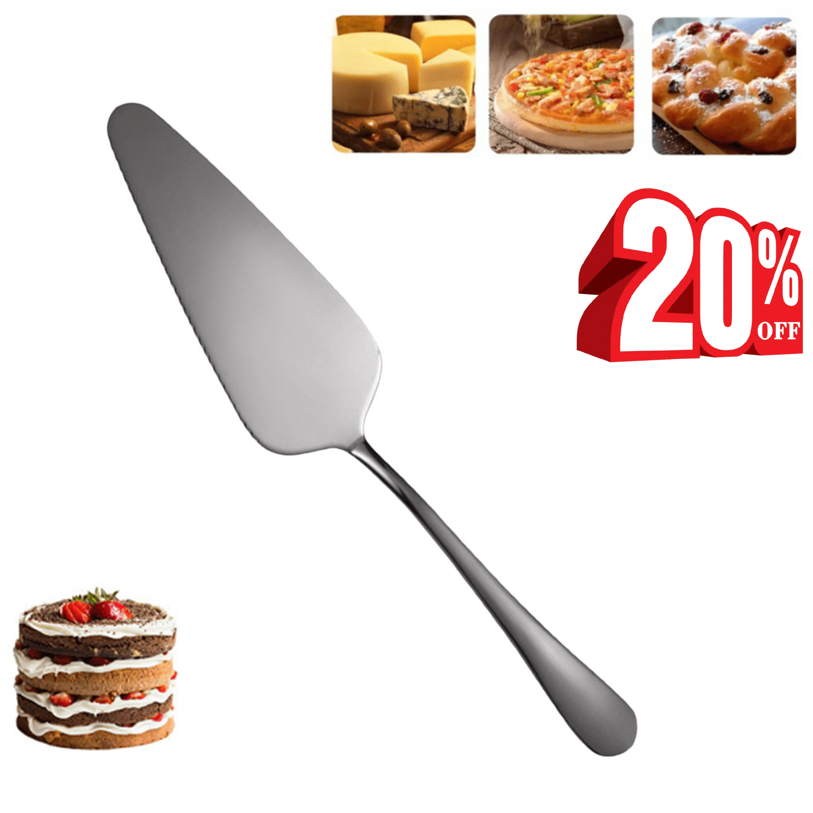 Bxaolu Cake Pie Servers, Stainless Steel Pizza Cake Slicer Server,Cake ...