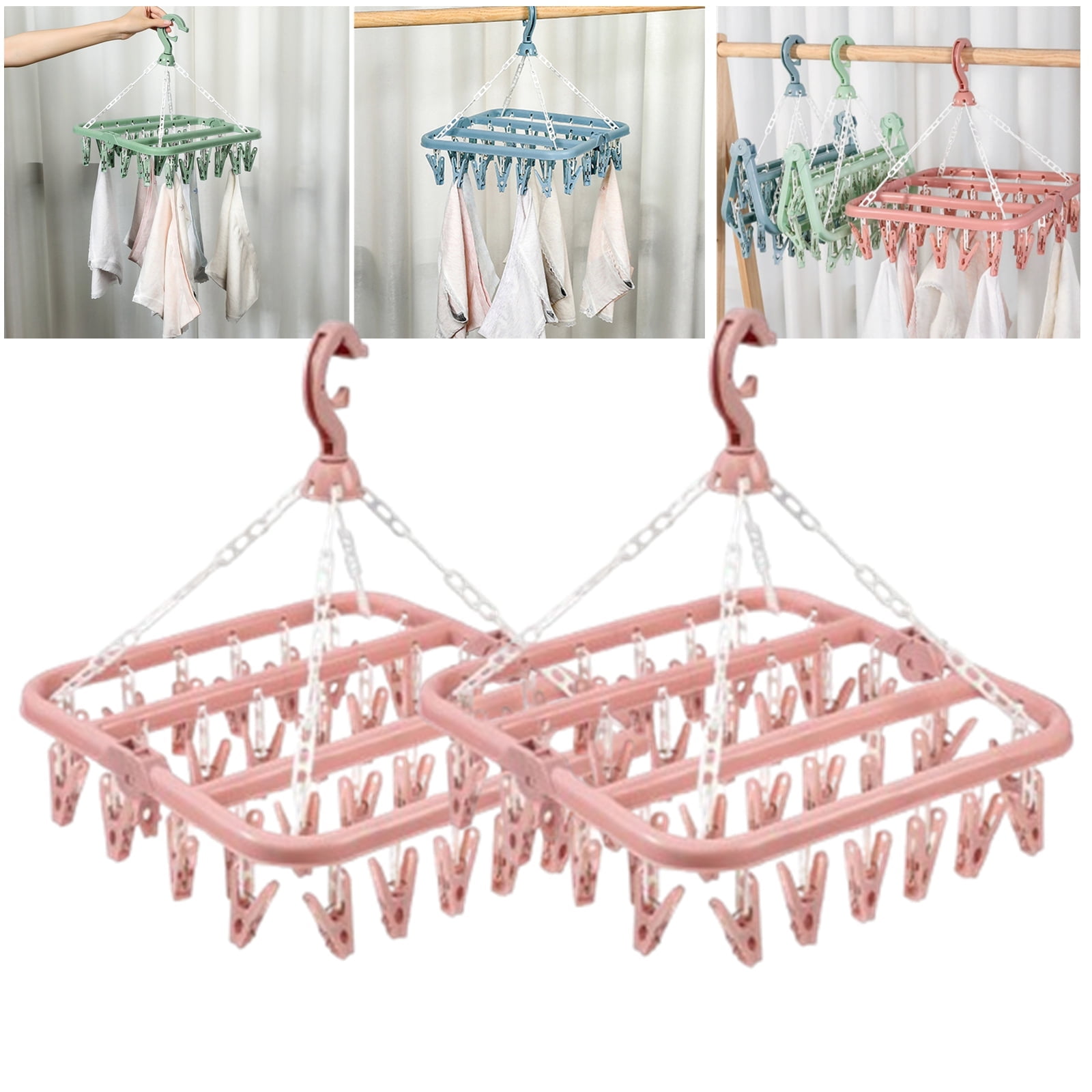 Bxaolu Clip and Drip Hanger Clothes Hanger Drying Rack 32 Clips ...