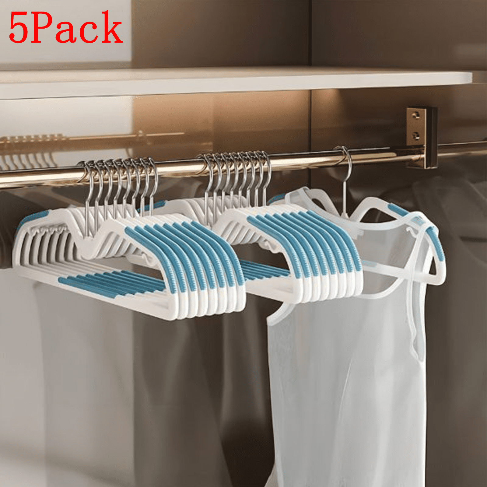 Bxaolu Clothes Hangers 5 Pack, Heavy Duty Coat Hanger, Plastic Hanger ...