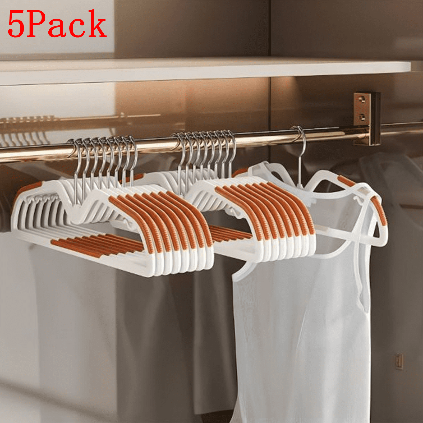 Bxaolu Clothes Hangers 5 Pack, Heavy Duty Coat Hanger, Plastic Hanger ...