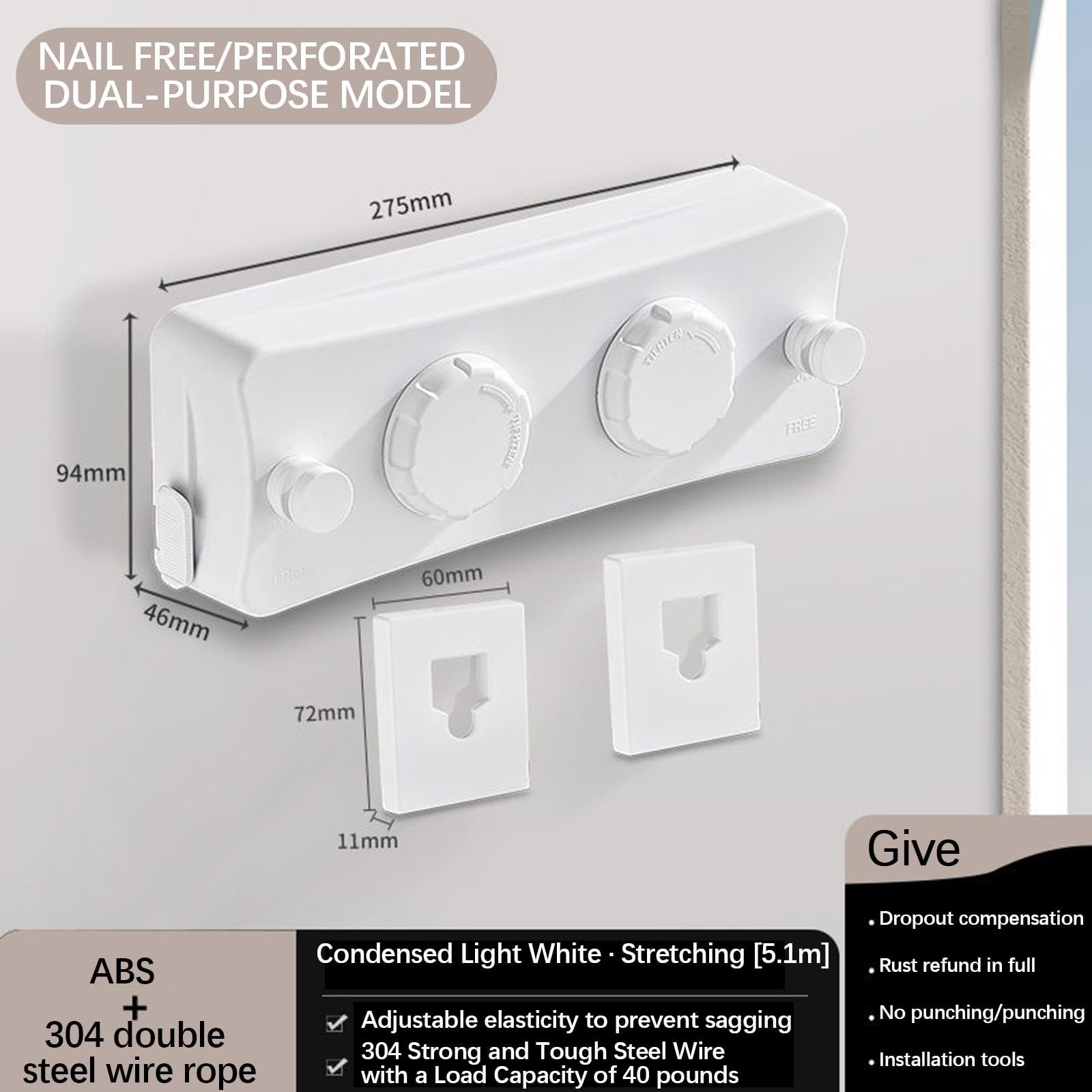 Bxaolu Clothes Line Retracting Indoor - Non-Sagging Retractable ...