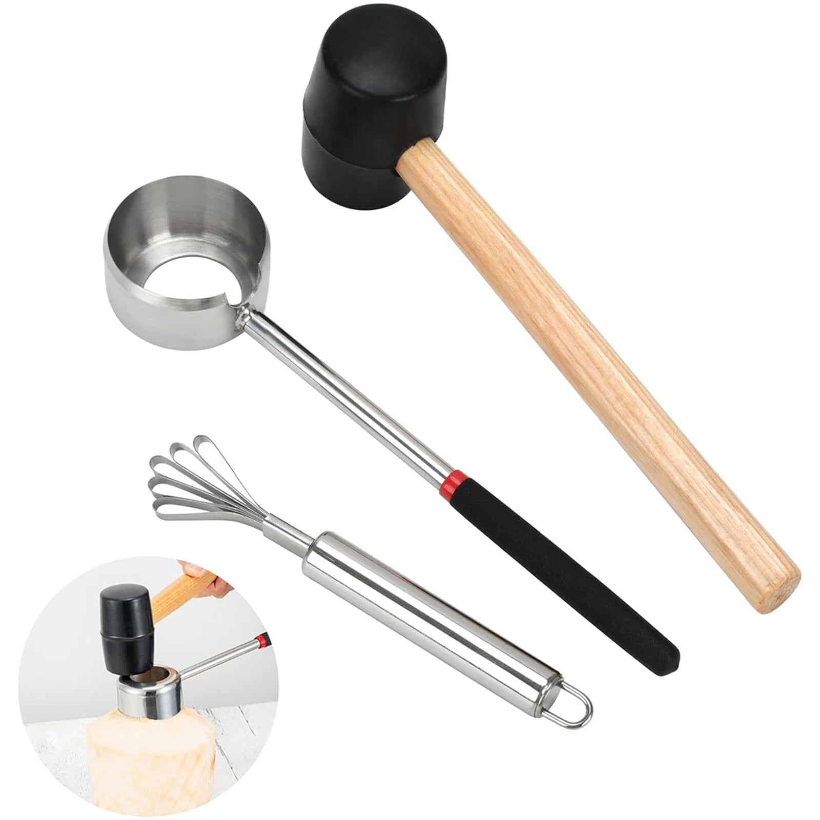 Bxaolu Coconut Opener Tool Set, Food Grade Coconut Opener, Safe & Easy ...