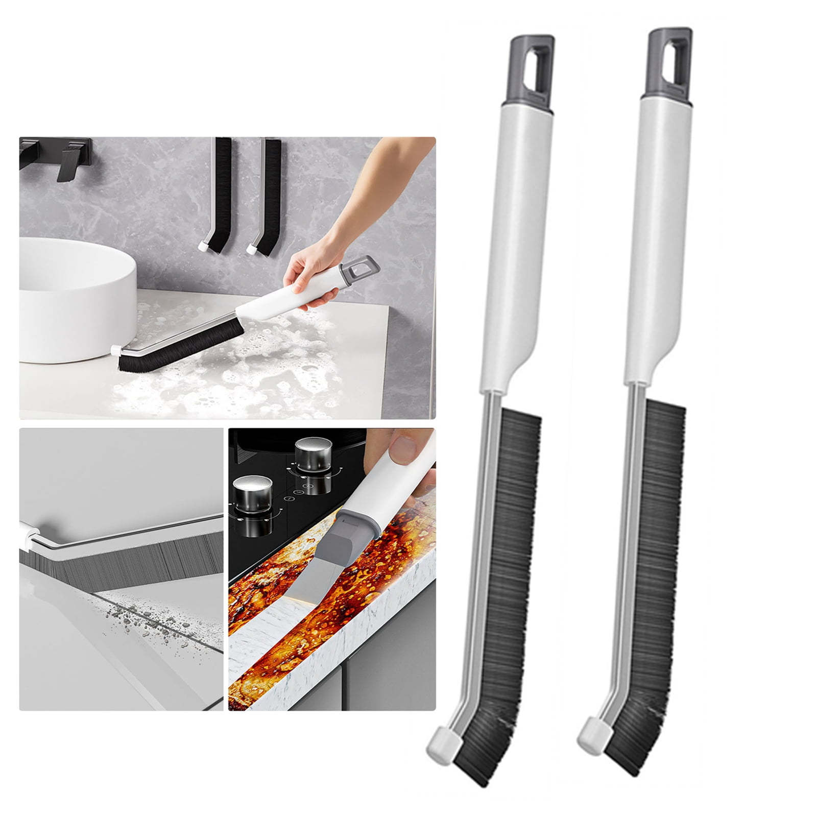 Bxaolu Crevice Cleaning Brush Hard Bristle Grout Scrub Brushes, 2-in-1 ...