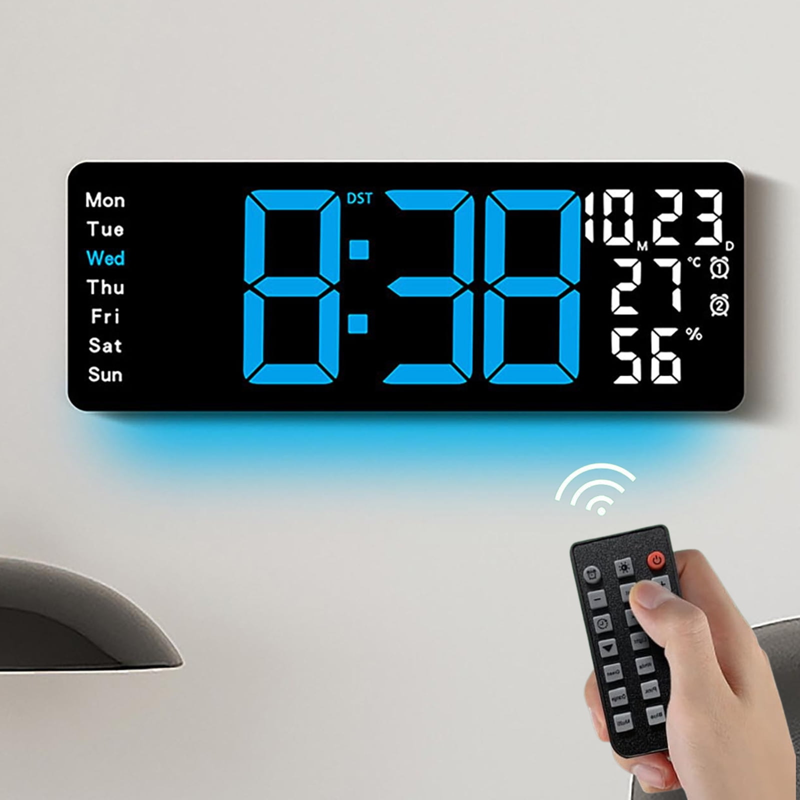 Bxaolu Digital Wall Clock, 15.28" Large Display Digital Clock with ...