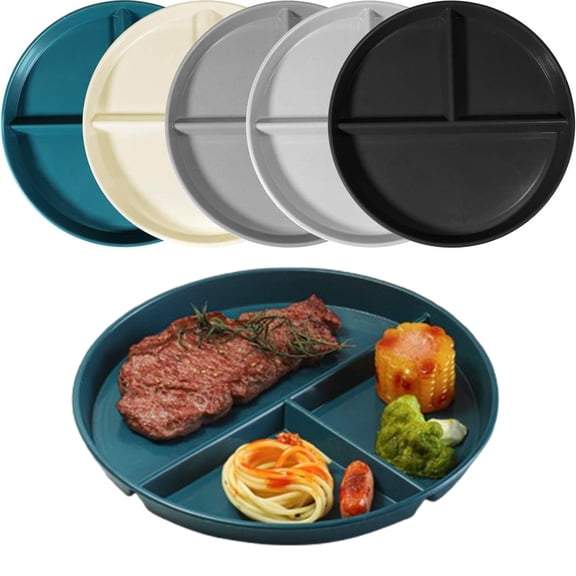 Divided Plates for Adults (1 Packs),Unbreakable Portion Control Plate ...